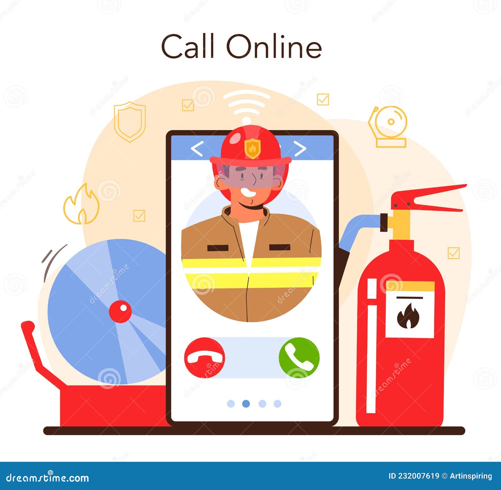 Firefighter Online Service or Platform. Fire Brigade Fighting with ...