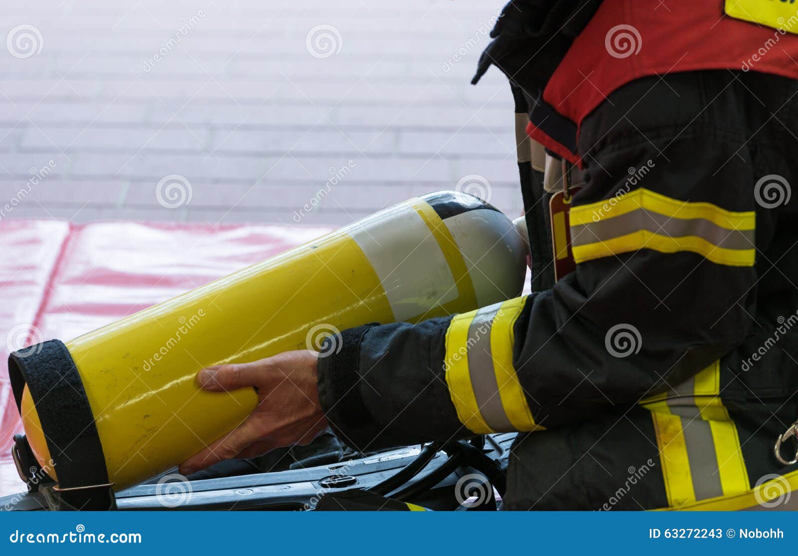 A Firefighter with Oxygen Cylinder Stock Image - Image of gear, danger ...
