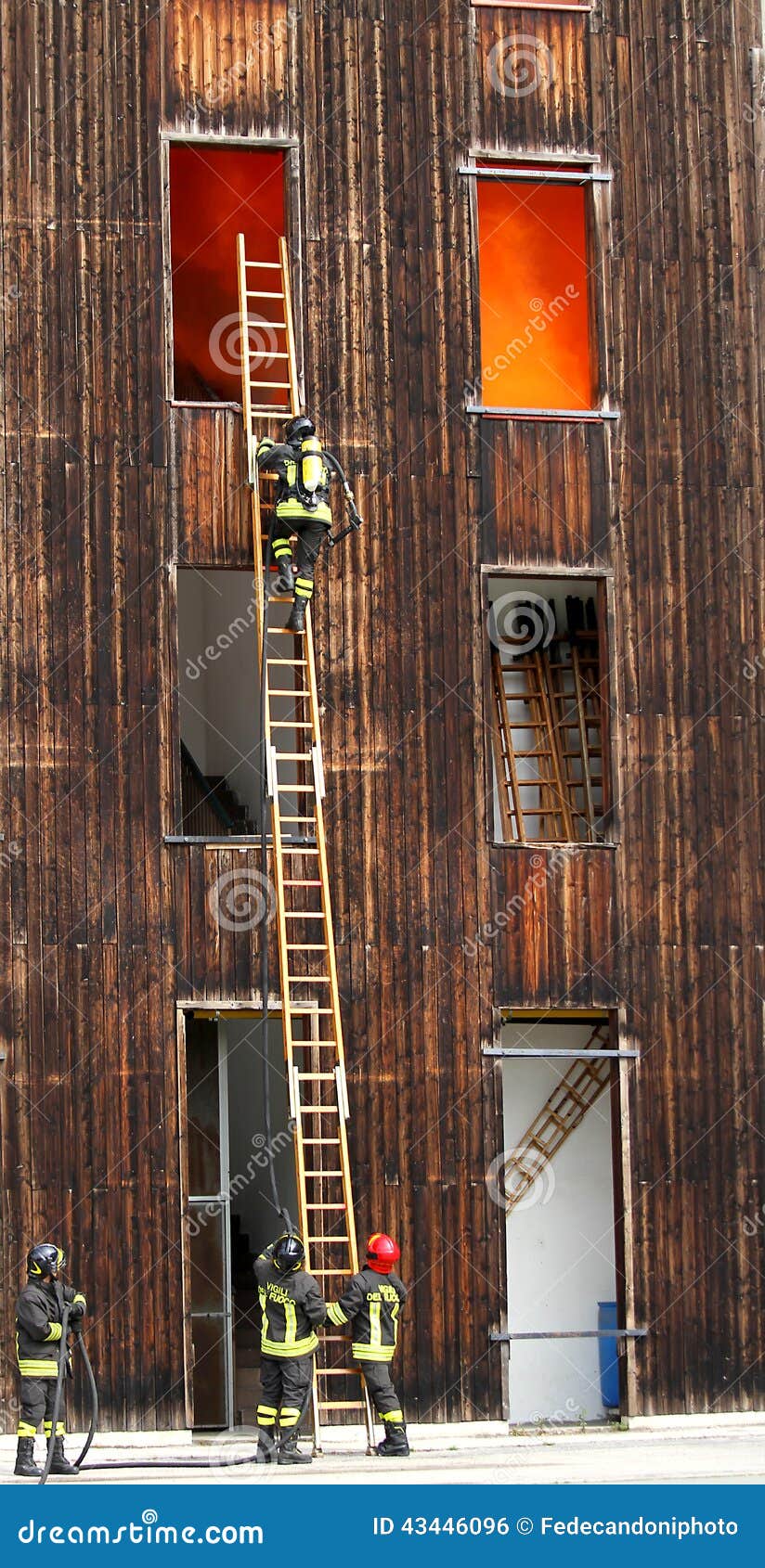 Firefighter with Oxygen Cylinder during a Fire Drill at Firehouse 1 ...