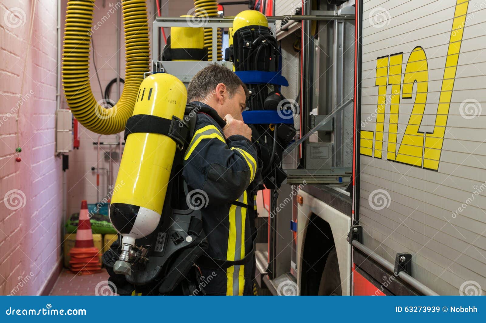Firefighter Used A Oxygen Cylinder Stock Image | CartoonDealer.com ...