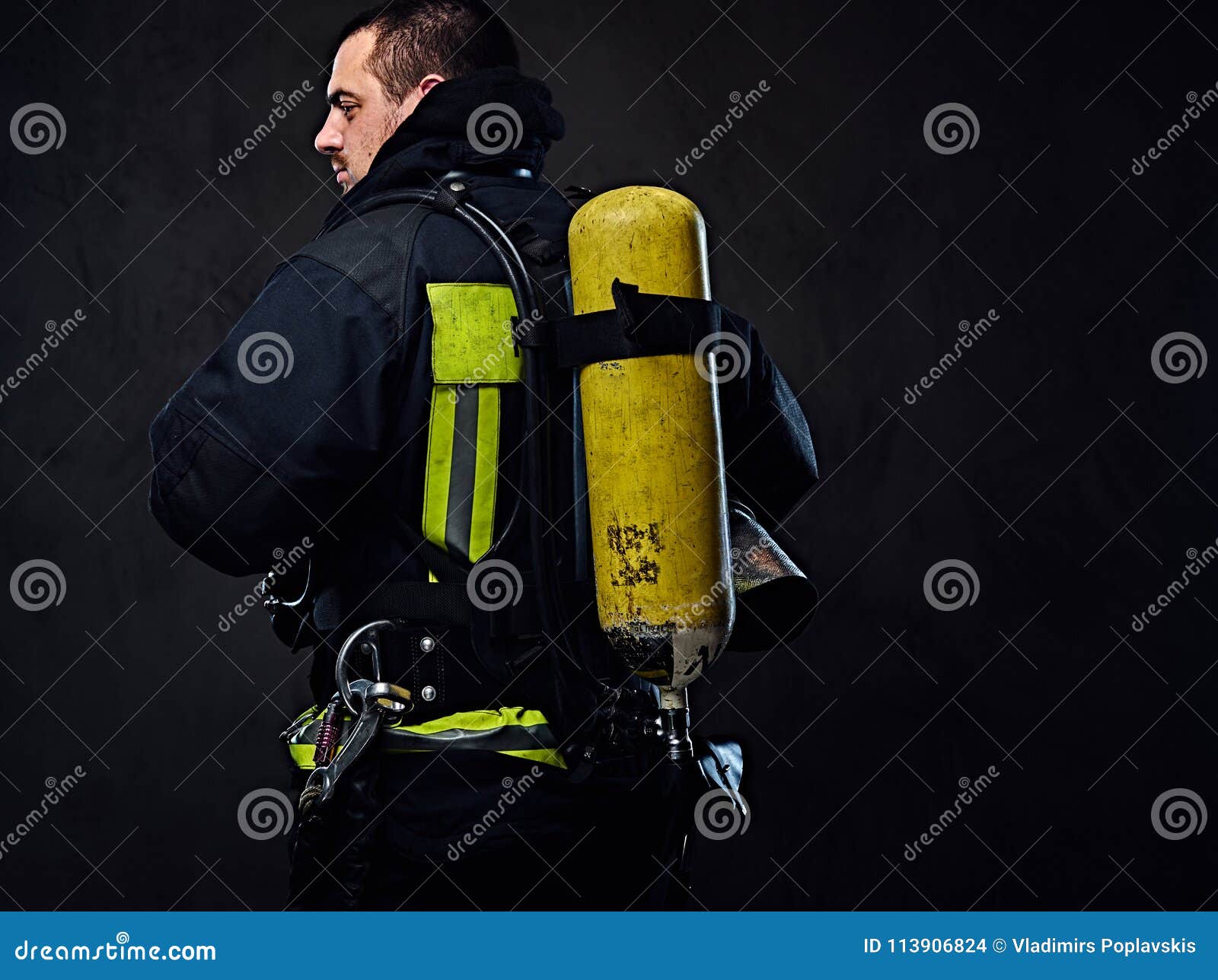 Firefighter With The Oxygen Cylinder Stock Image | CartoonDealer.com ...