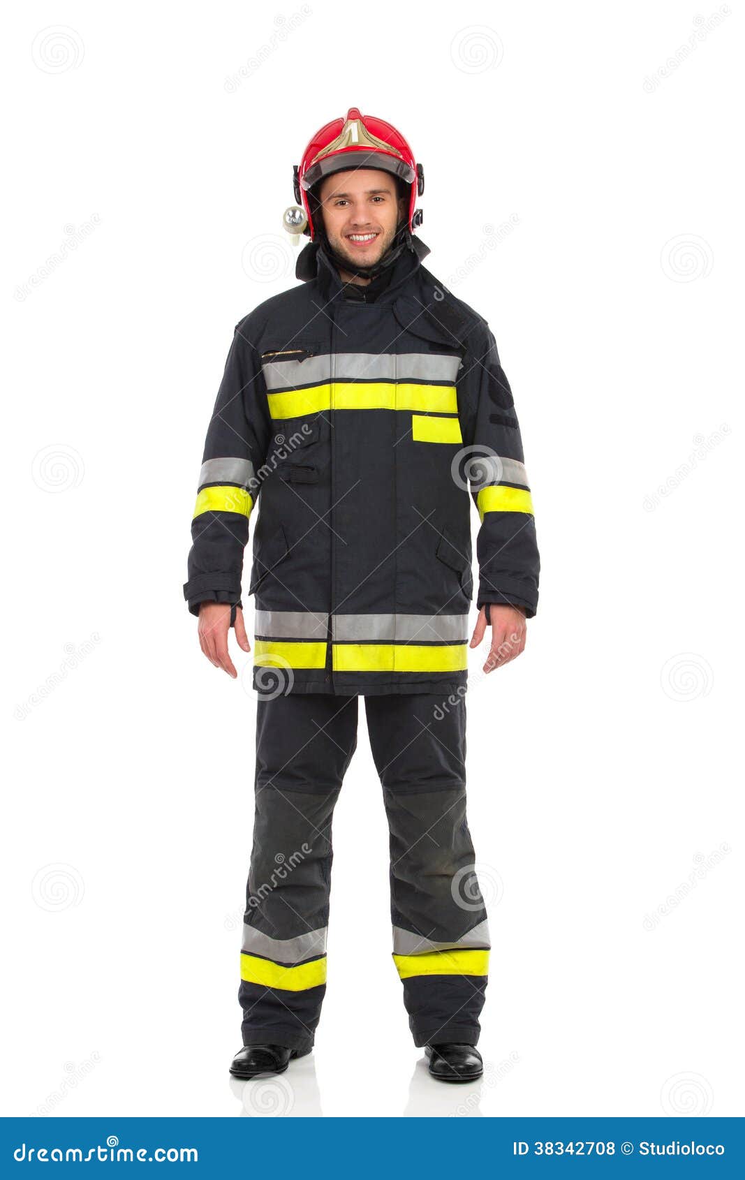 Firefighter Posing, Front View. Stock Photo - Image of handsome ...
