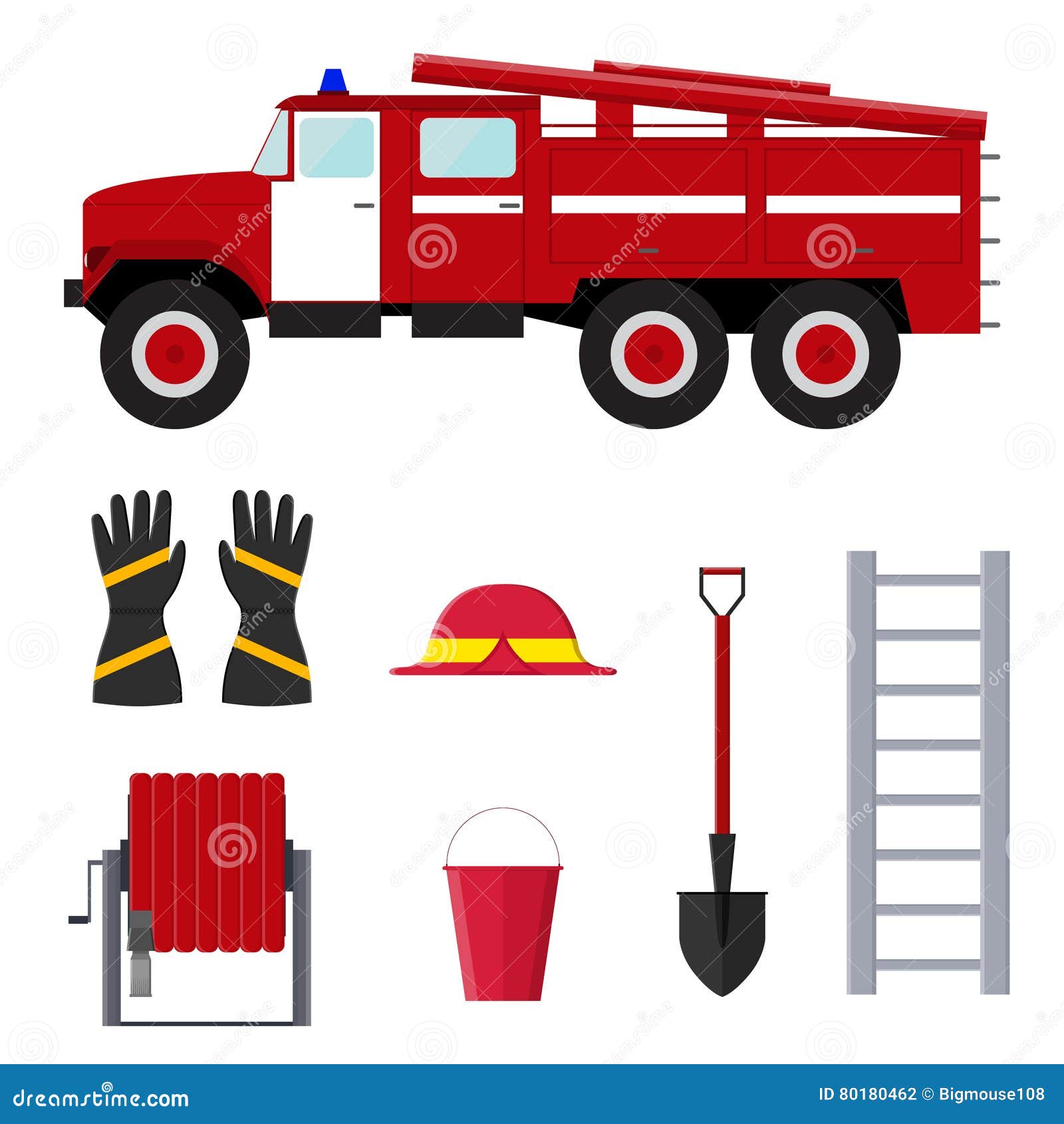 Firefighter Profession Equipment and Tools. Vector Stock Vector ...