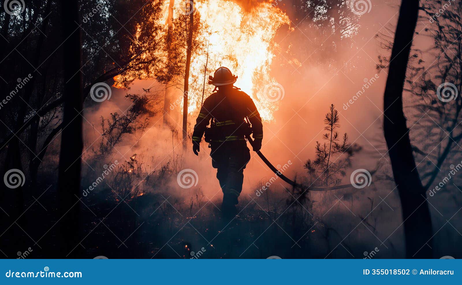 A Firefighter Puts Out a Big Fire Stock Photo - Image of firefighter ...