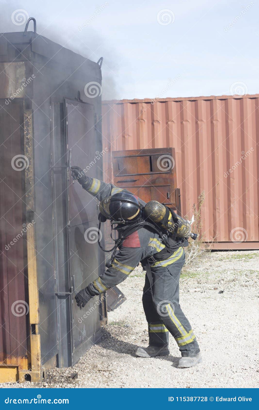 Fireman Fire Training Station Drill Stock Photo - Image of equipment ...