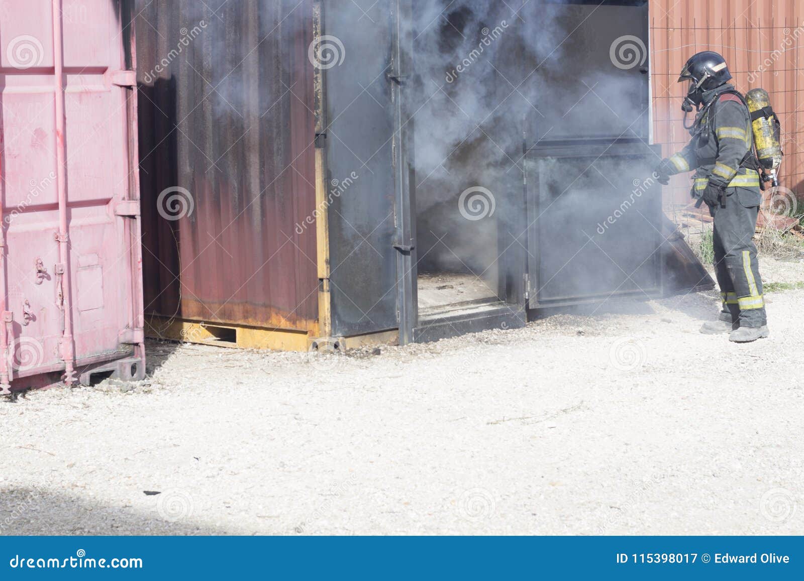 Fireman Fire Training Station Drill Stock Image - Image of emergency ...