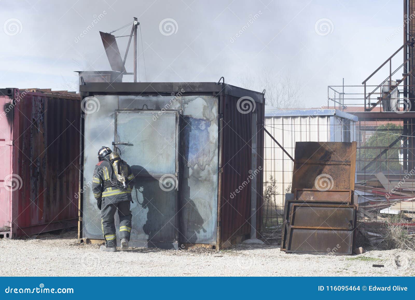 Fireman Fire Training Station Drill Stock Photo - Image of fireman ...