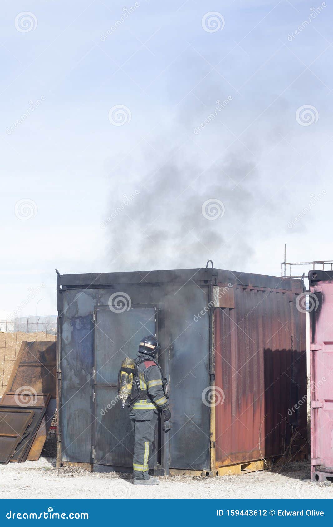 Fireman Fire Training Station Drill Stock Photo - Image of fire ...