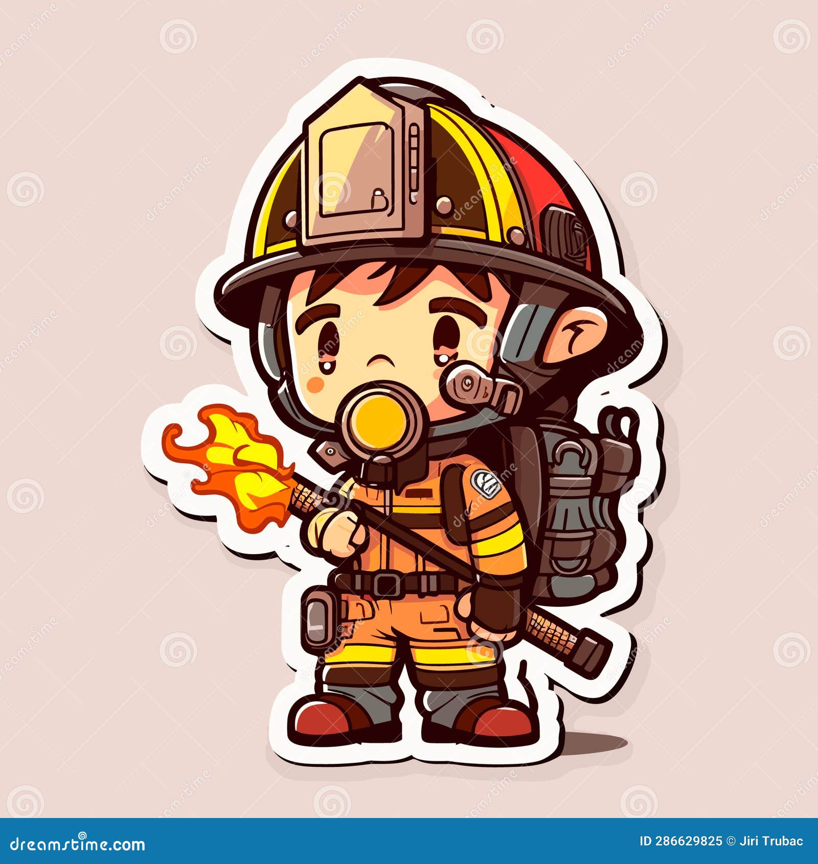 A Firefighter Ready To Intervene To Extinguish a Fire. Firefighter ...