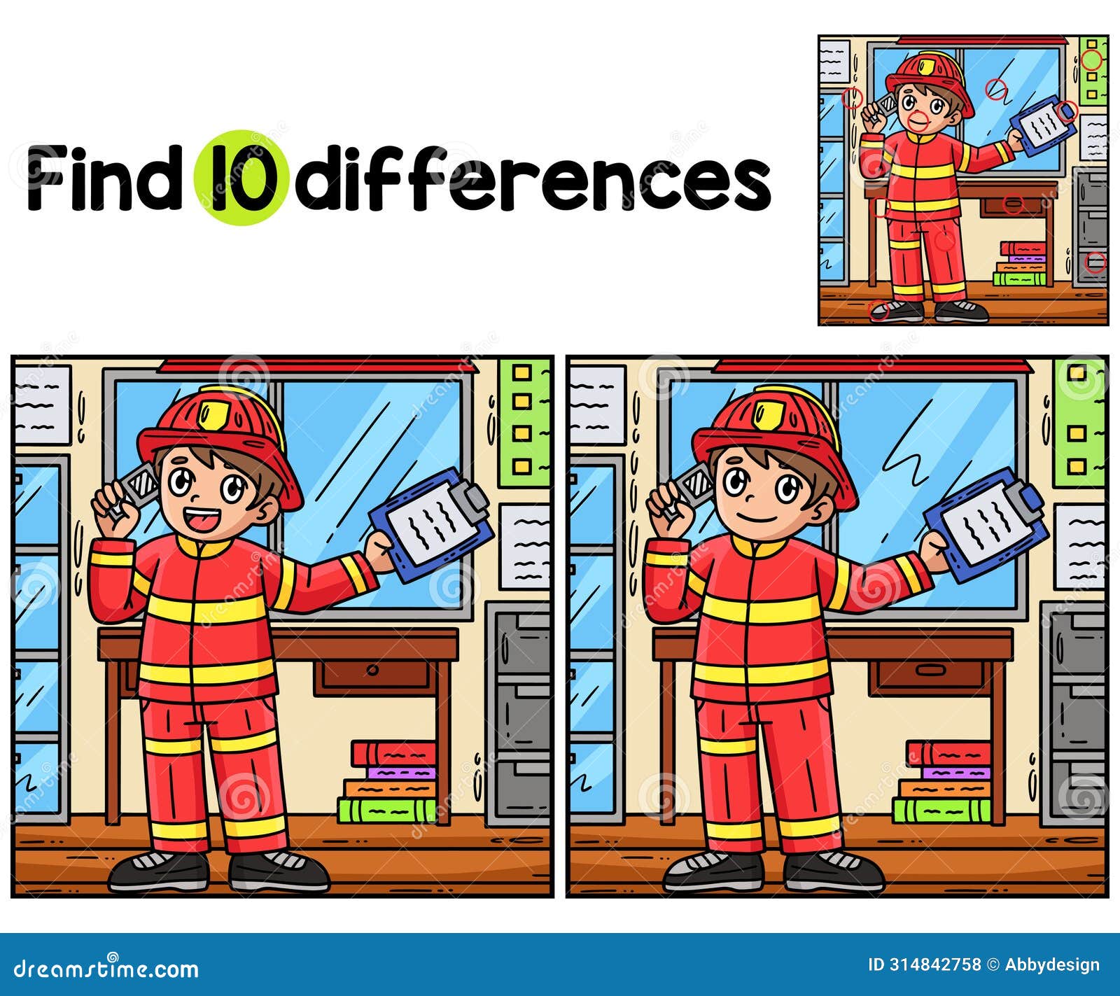 Firefighter Receiving Call Isolated Coloring Page Vector Illustration ...