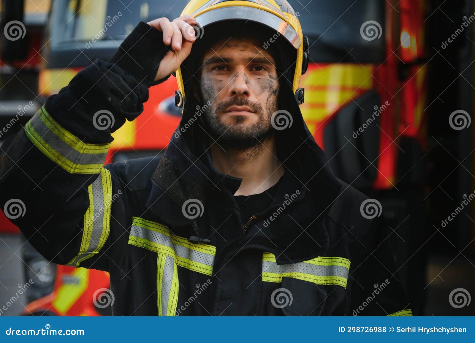 Firefighter Rests after Fighting a House Fire Stock Photo - Image of ...