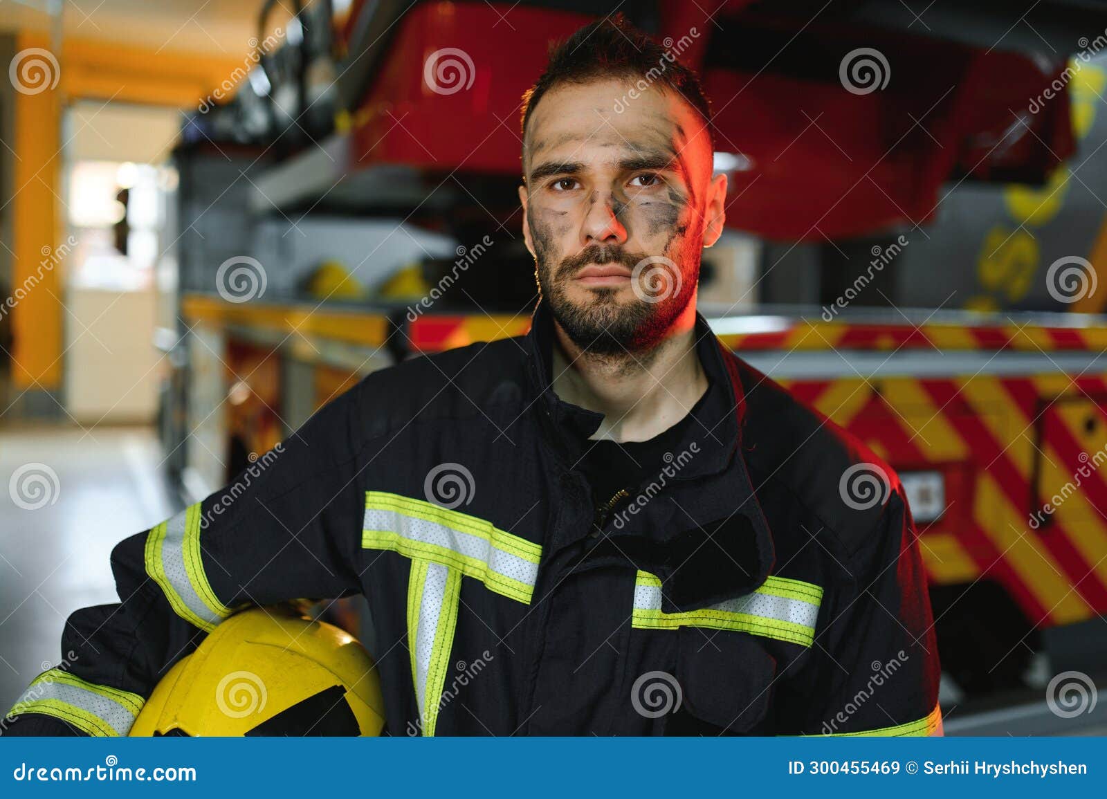 Firefighter Rests after Fighting a House Fire Stock Image - Image of ...