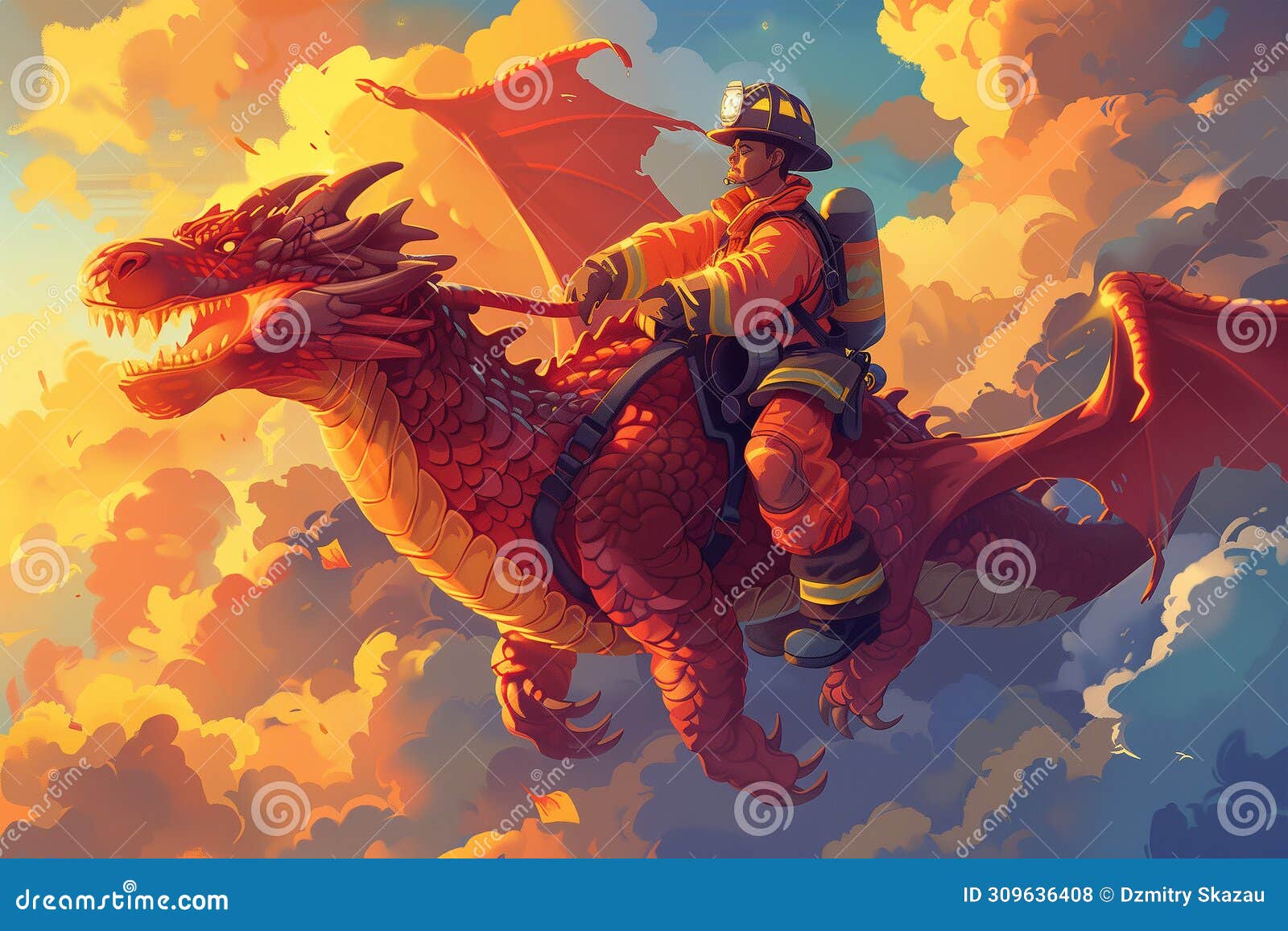 Firefighter Fighting Dragon Tattoos