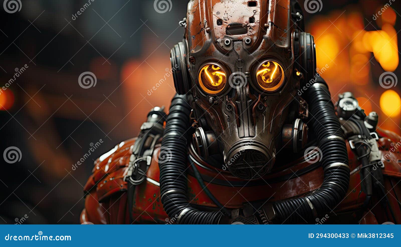 Firefighter Robot Fighting A Fire In The Street. Firefighter Concept ...