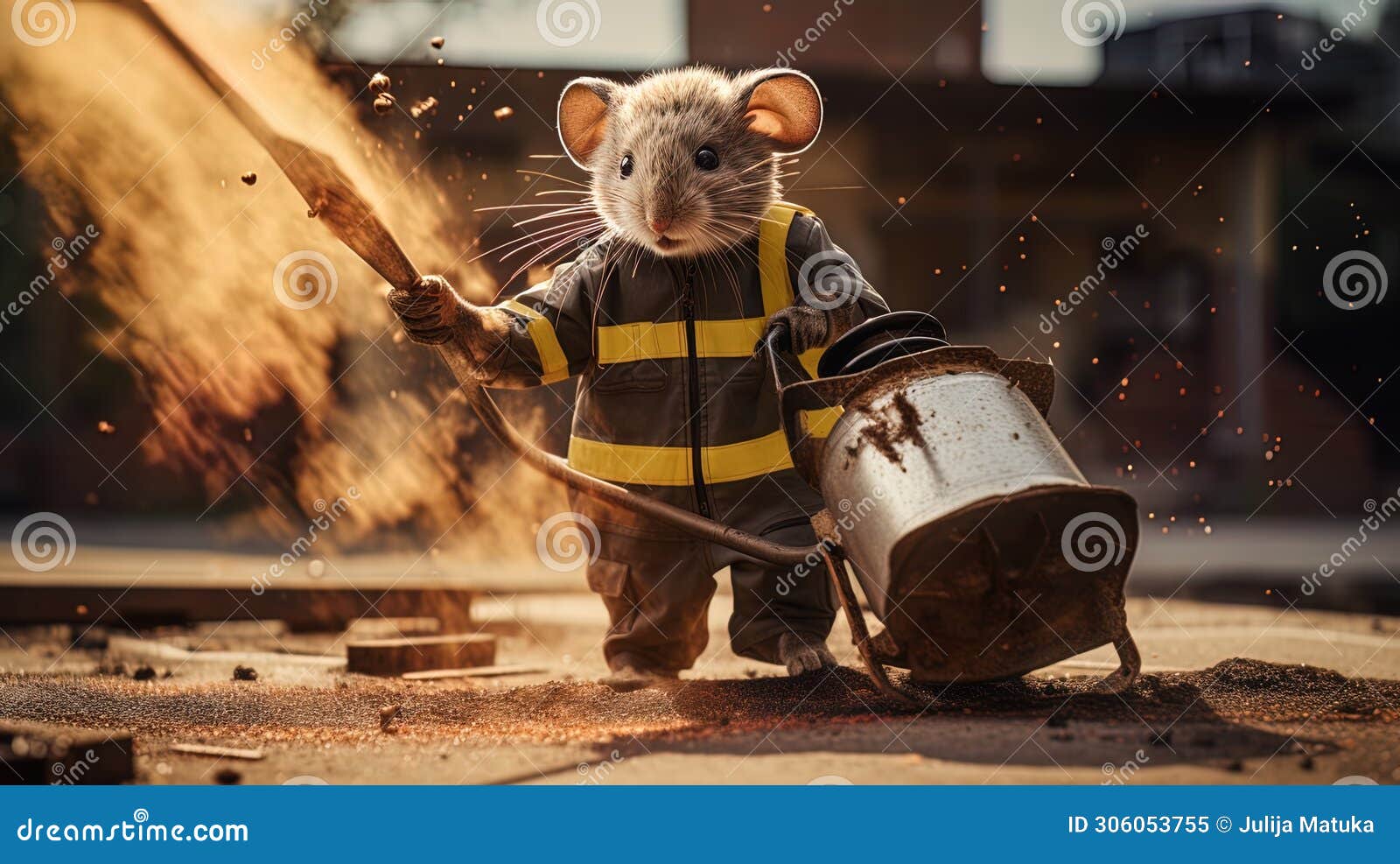 Firefighter-roller Mouse, Extinguishing Fires with a Bucket in Paws ...