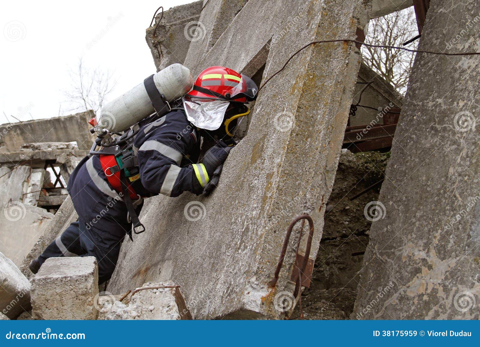 Firefighter in ruins stock image. Image of secure, courage - 38175959