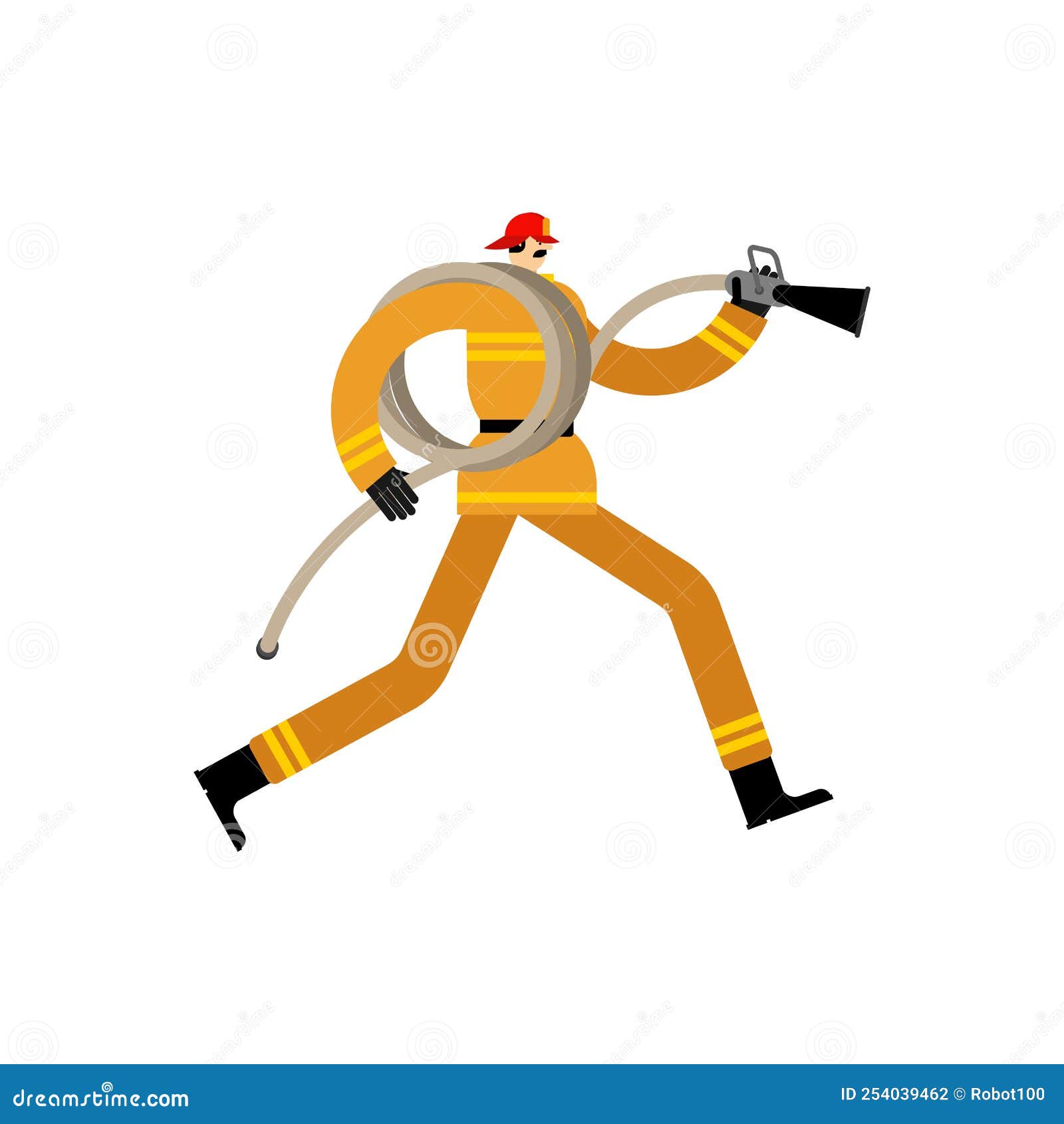 Firefighter Run. Fireman Running Stock Vector - Illustration of drawing ...