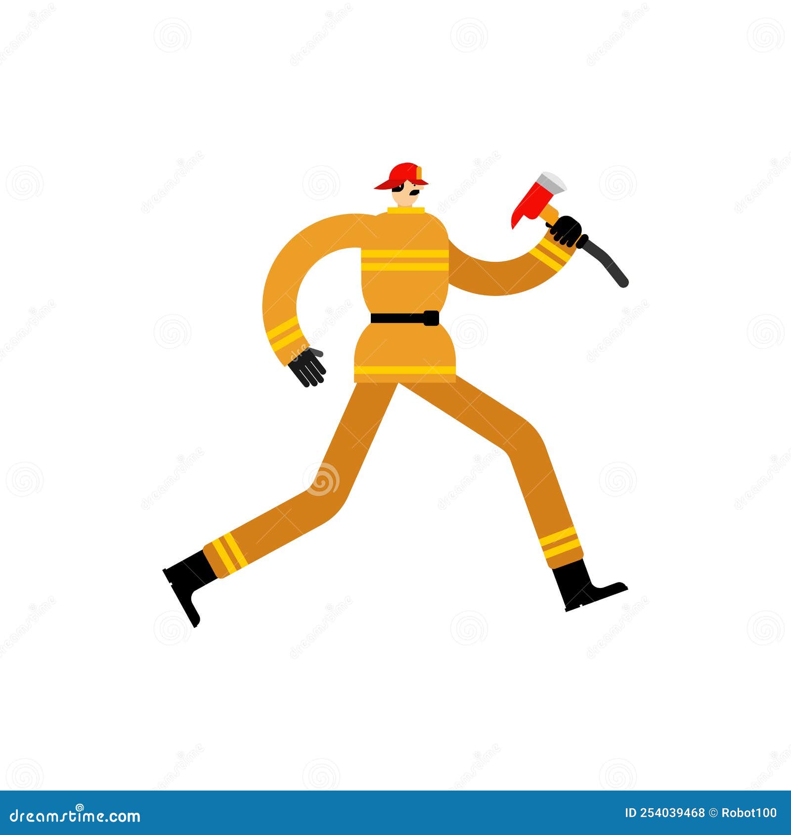 Firefighter Run. Fireman Running Stock Vector - Illustration of ...