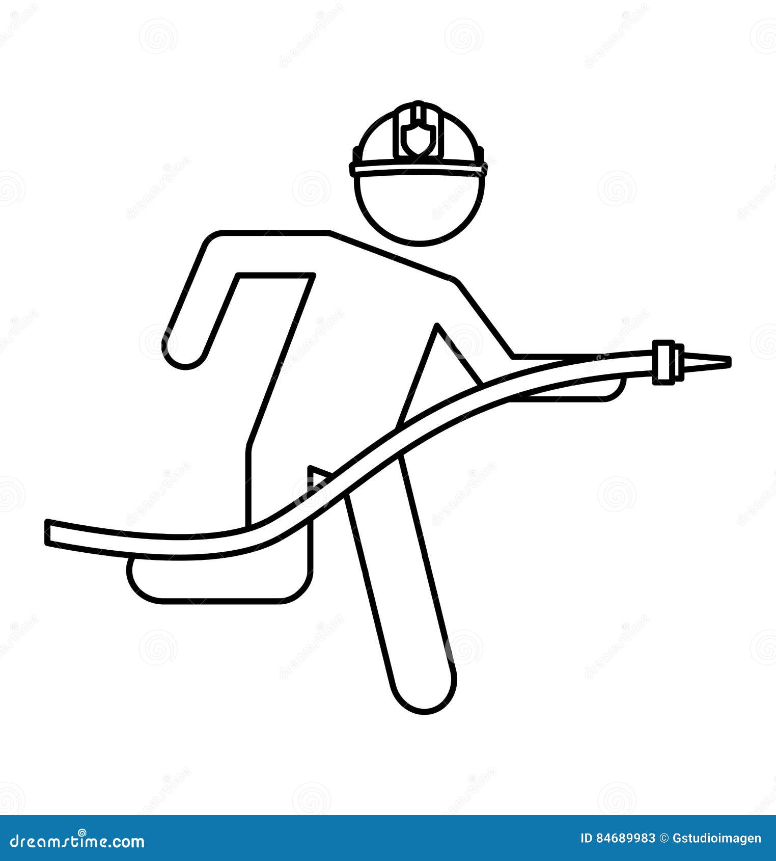 Firefighter Running Isolated Icon Stock Illustration - Illustration of ...