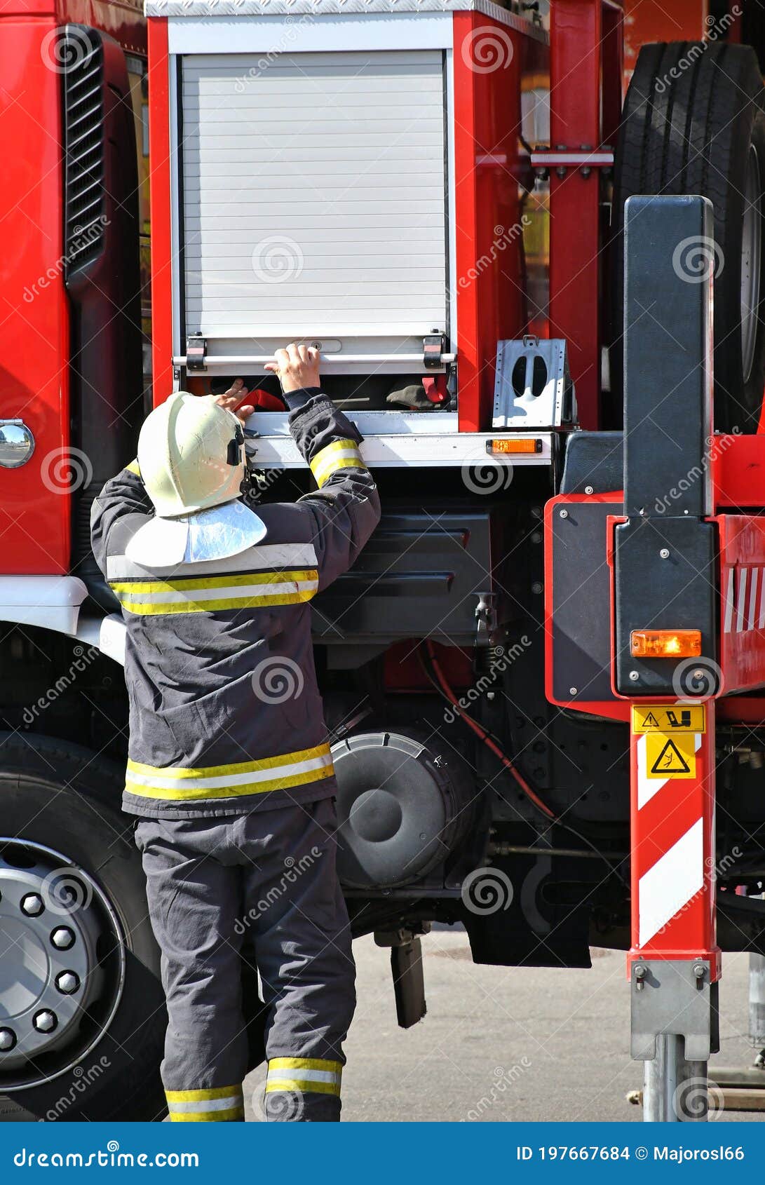 Firefighter at the Scene of a Fire Stock Photo - Image of equipment ...