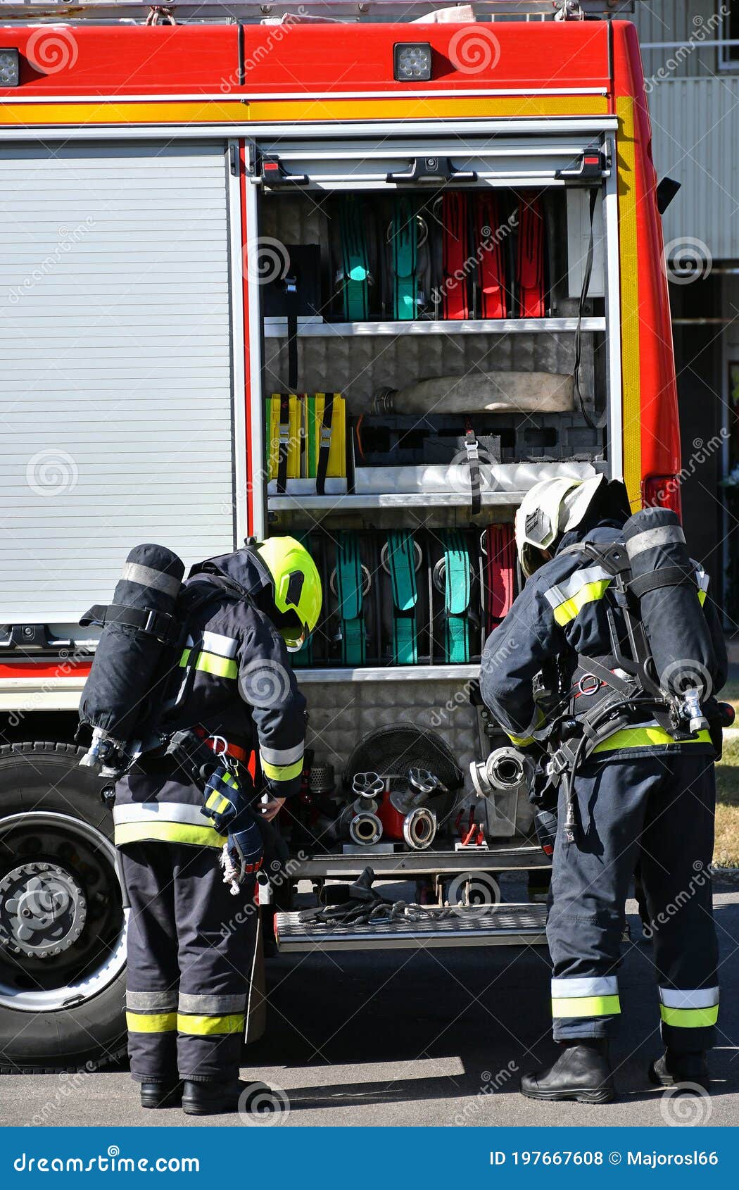 Firefighter at the Scene of a Fire Stock Photo - Image of firefighter ...
