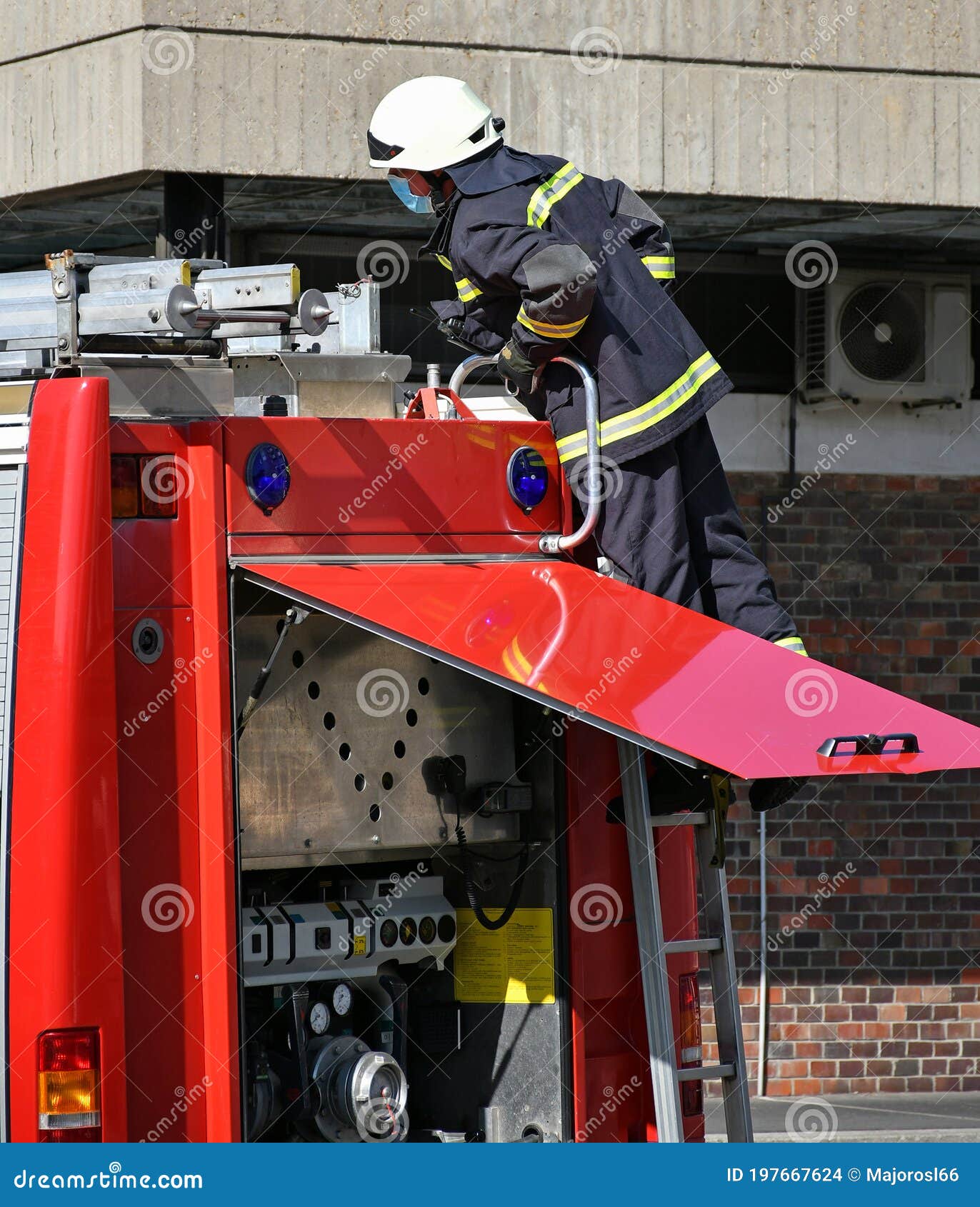 Firefighter at the Scene of a Fire Editorial Stock Image - Image of ...