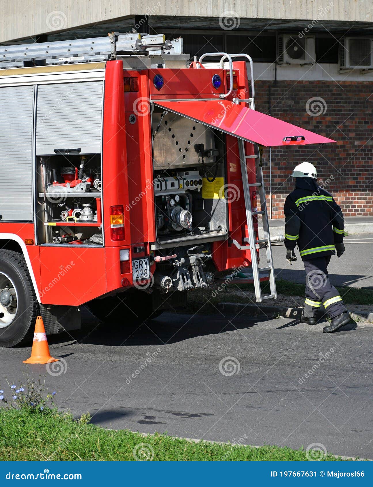 Firefighter at the Scene of a Fire Editorial Photo - Image of engine ...