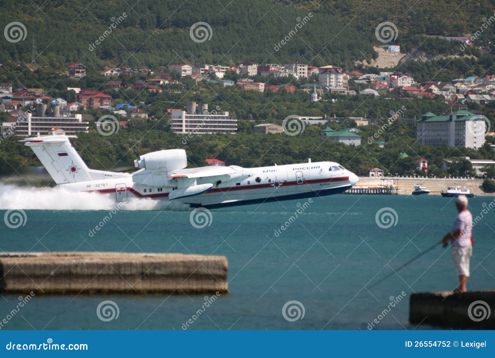 Firefighter Seaplane Be-200ES in Flight Editorial Photography - Image ...