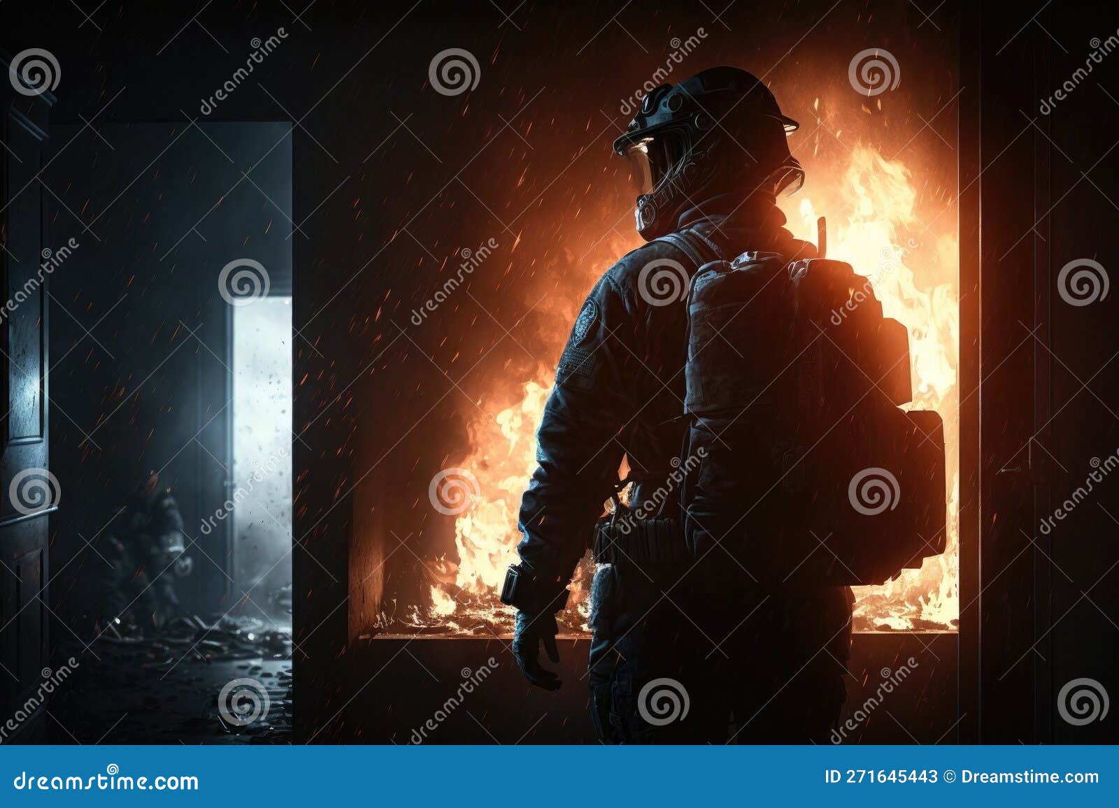 Firefighter Searching for Possible Survives Stock Illustration ...