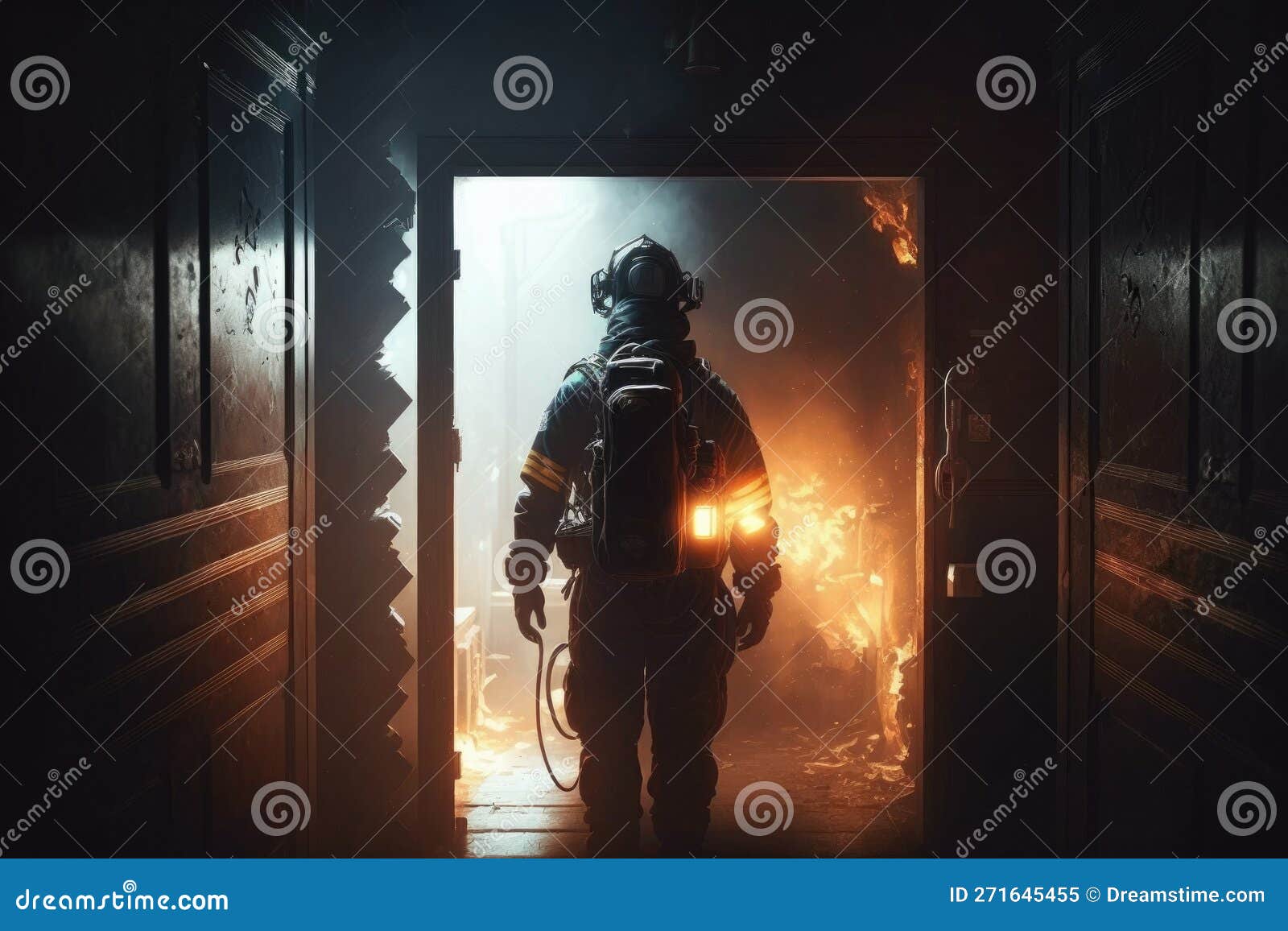 Firefighter Searching for Possible Survives Stock Illustration ...