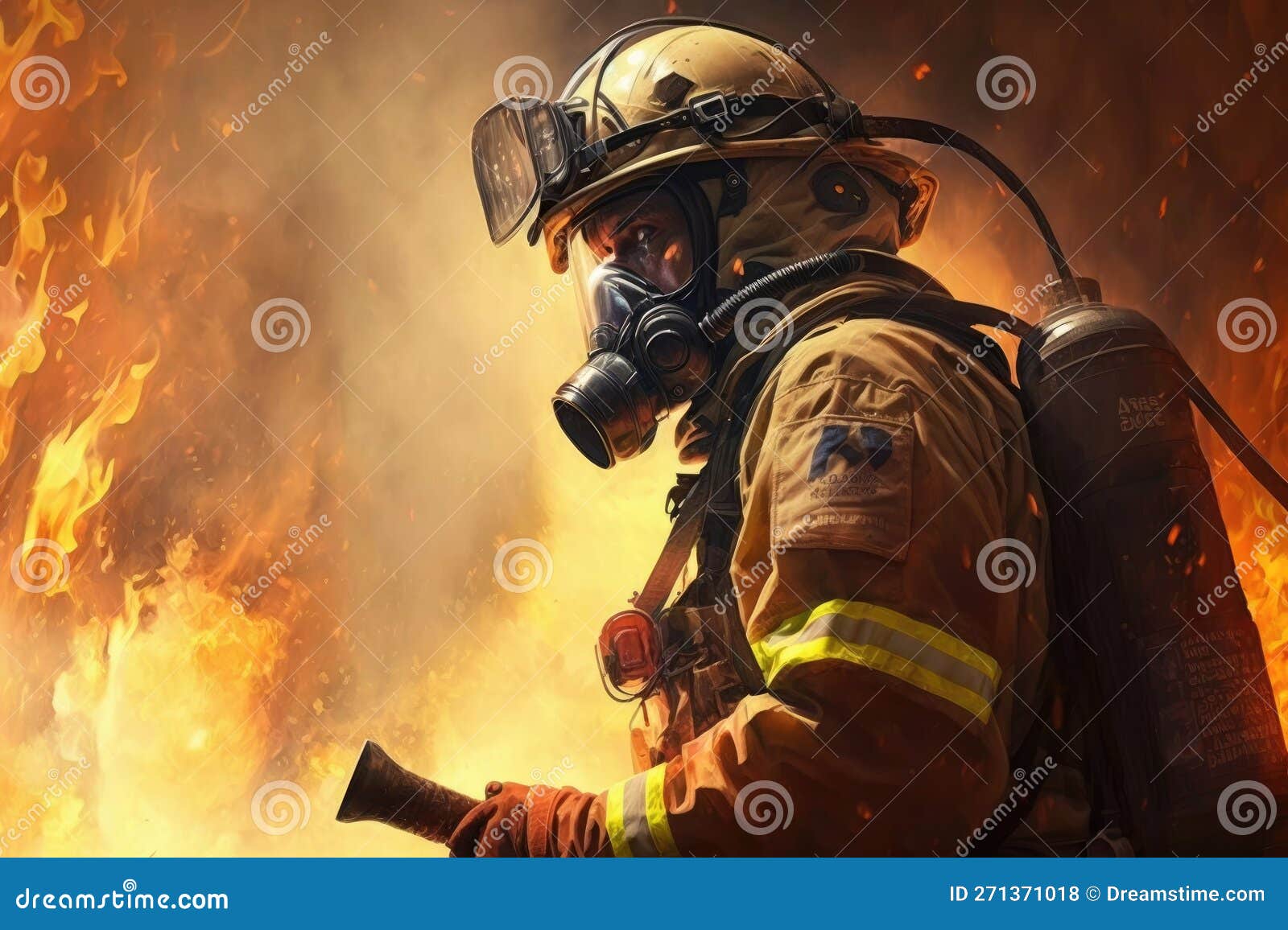 Firefighter Searching for Possible Survives. Generative AI Stock ...