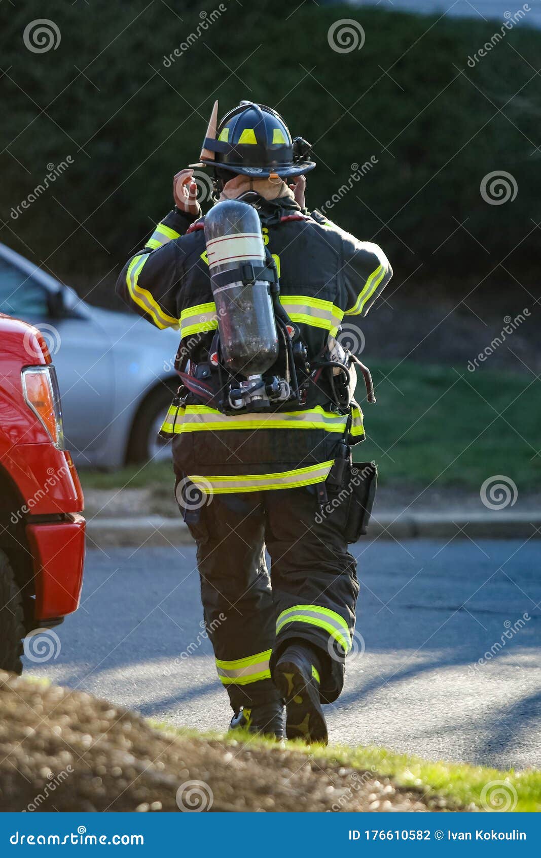 Firefighter at Work with Protective Gear at Day Editorial Photography ...