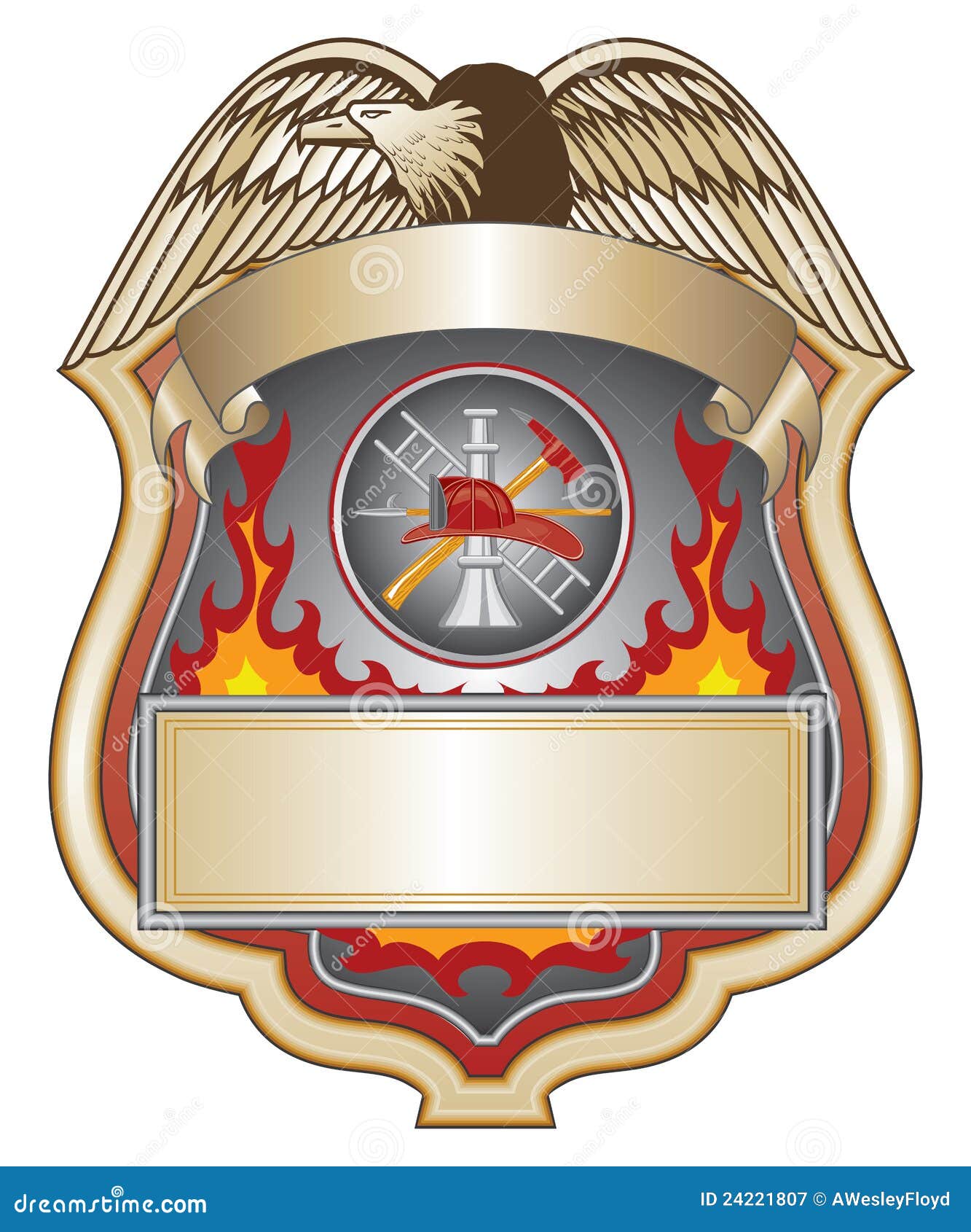 Firefighter Shield II stock vector. Illustration of flames - 24221807