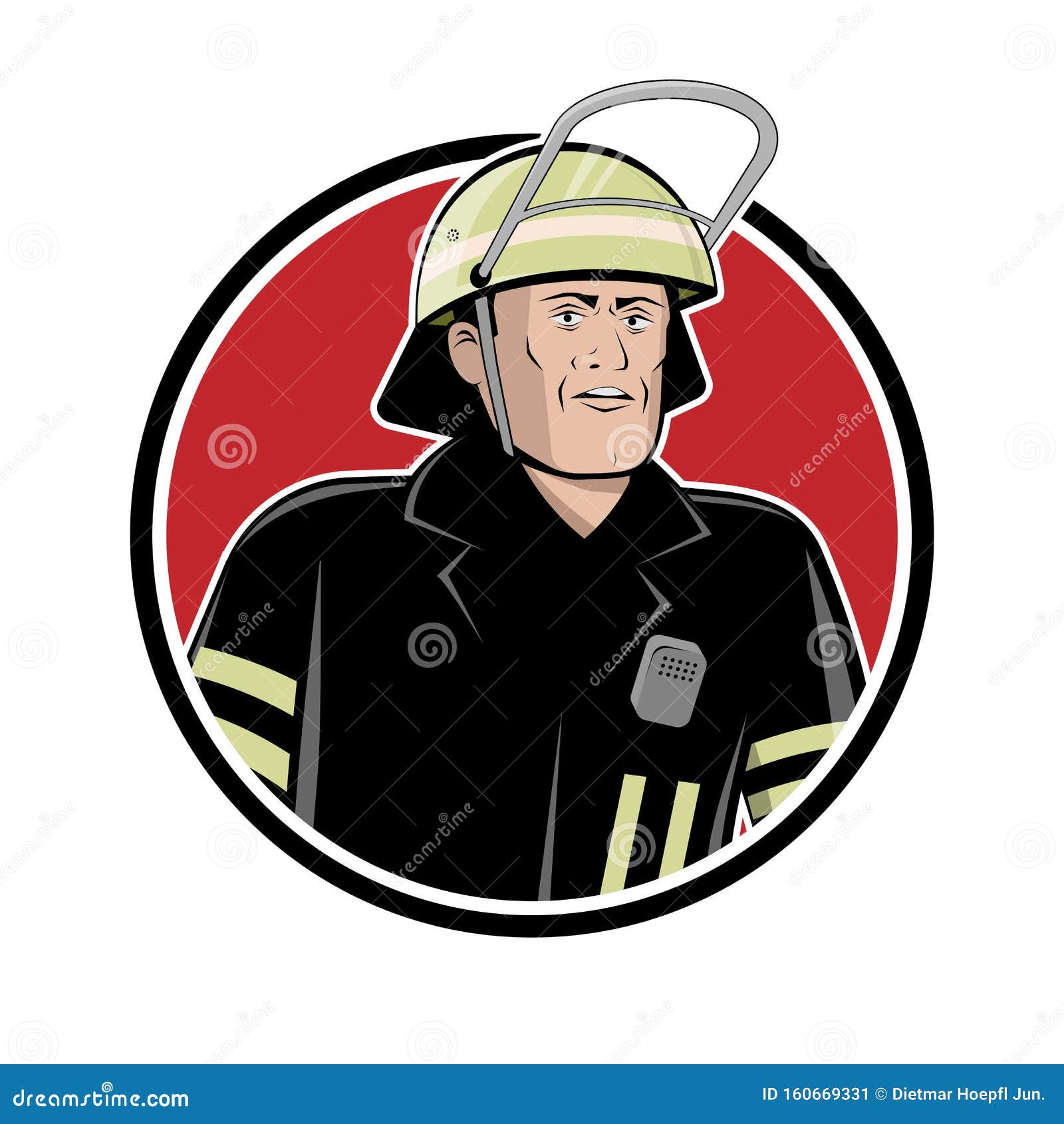 Firefighter Sign Vector Illustration in Retro Cartoon Style Stock ...