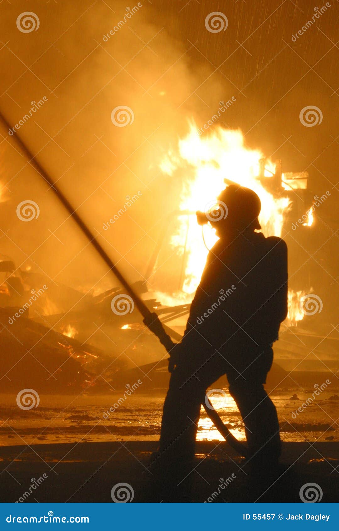 Firefighter in Silhouette Against Flames Stock Image - Image of inferno ...