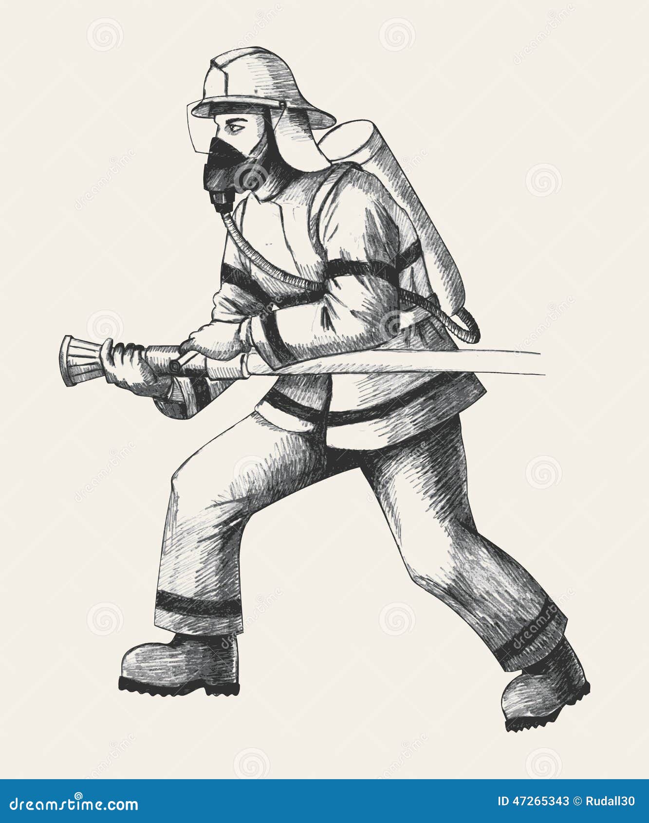 Firefighter stock vector. Image of rescue, safety, hose - 47265343