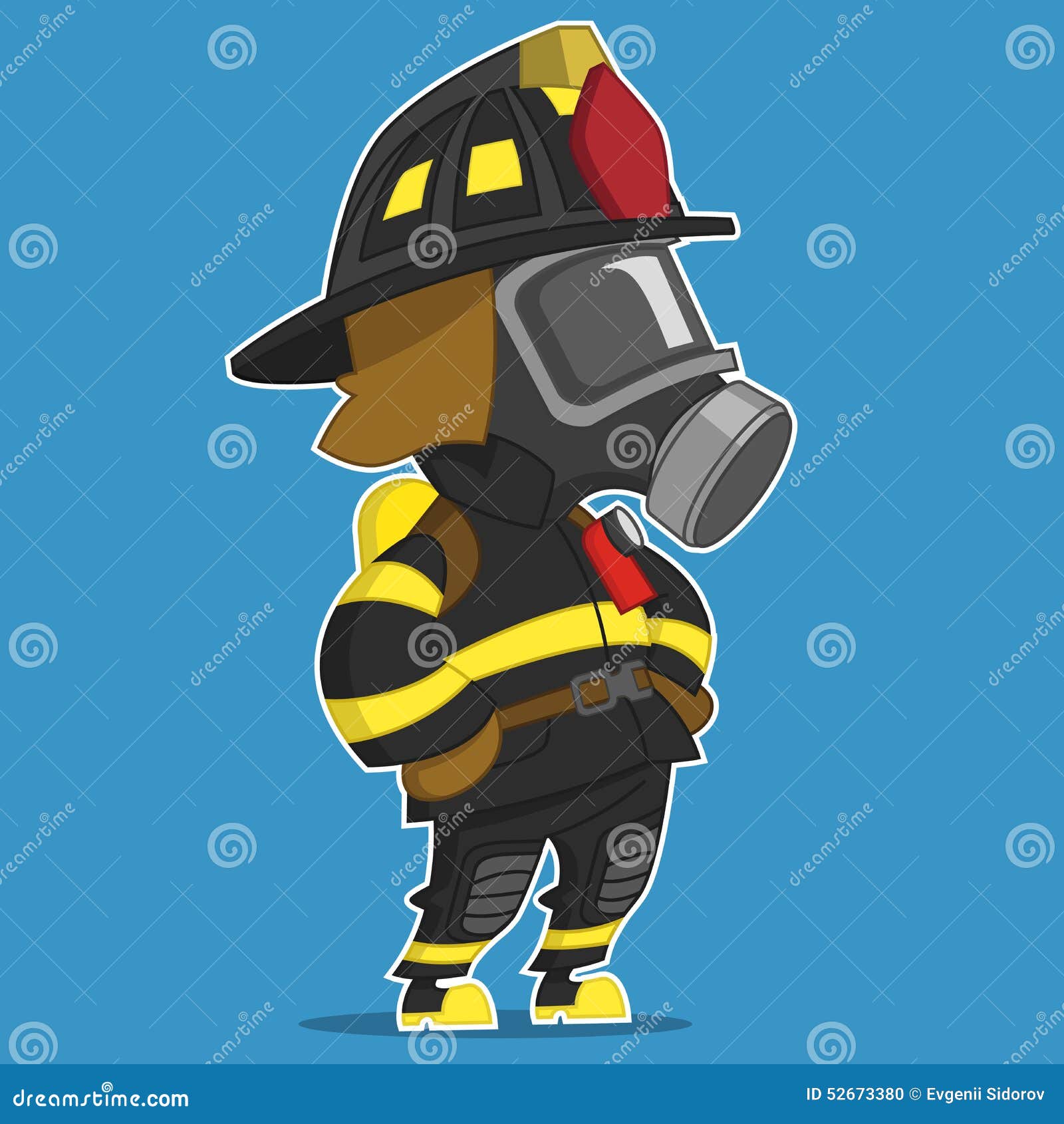 Firefighter Stands Vector Illustration | CartoonDealer.com #52673380