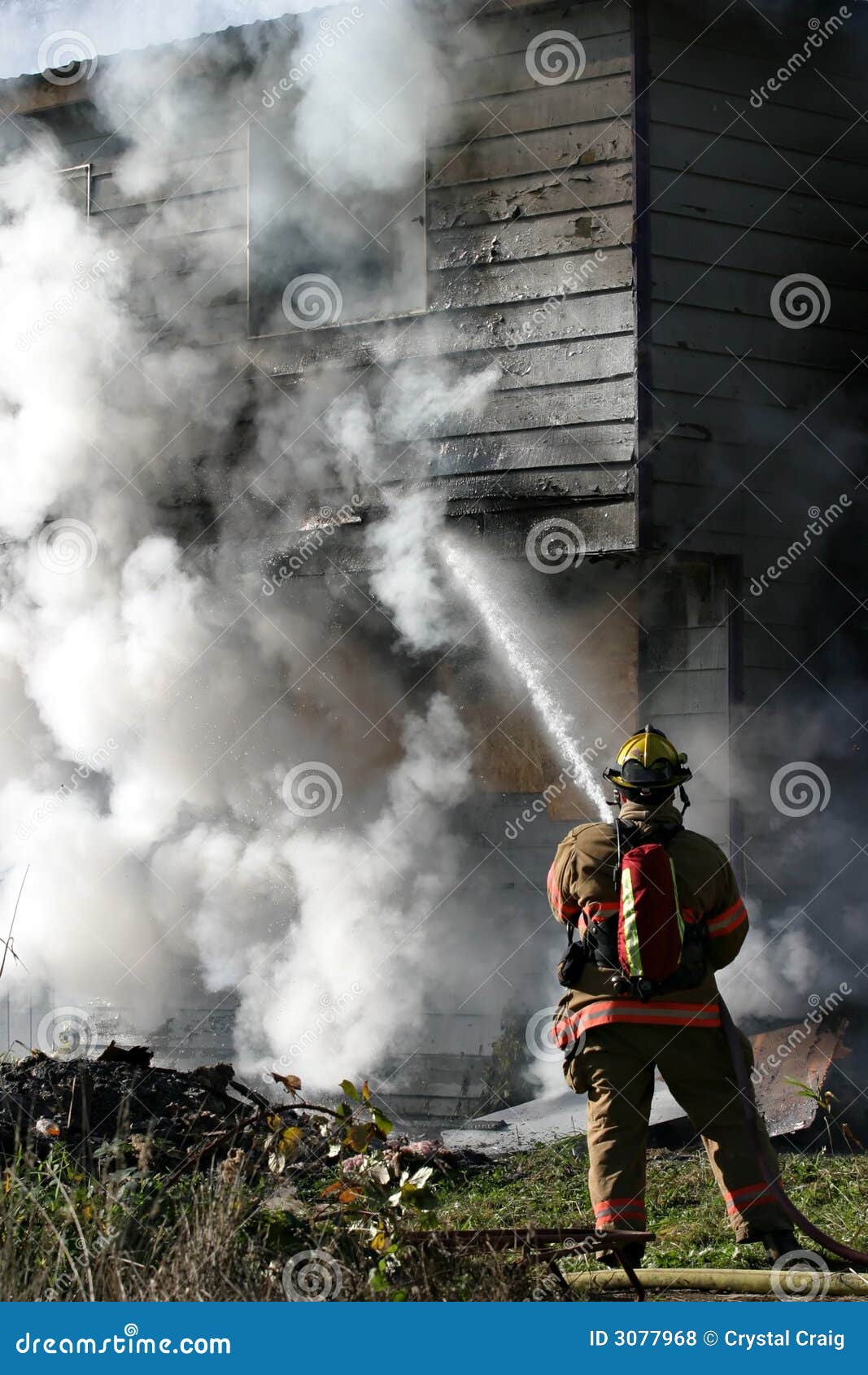 Firefighter Structure Fire stock photo. Image of extinguish - 3077968
