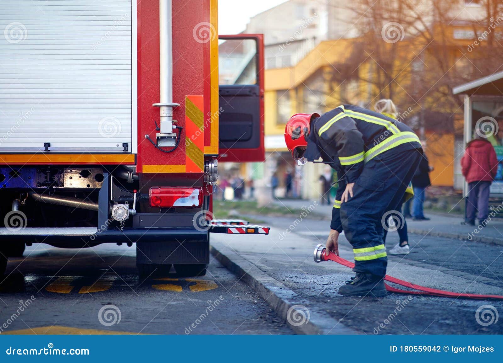 Firefighter Successfully Completed the Firefighting Stock Photo - Image ...