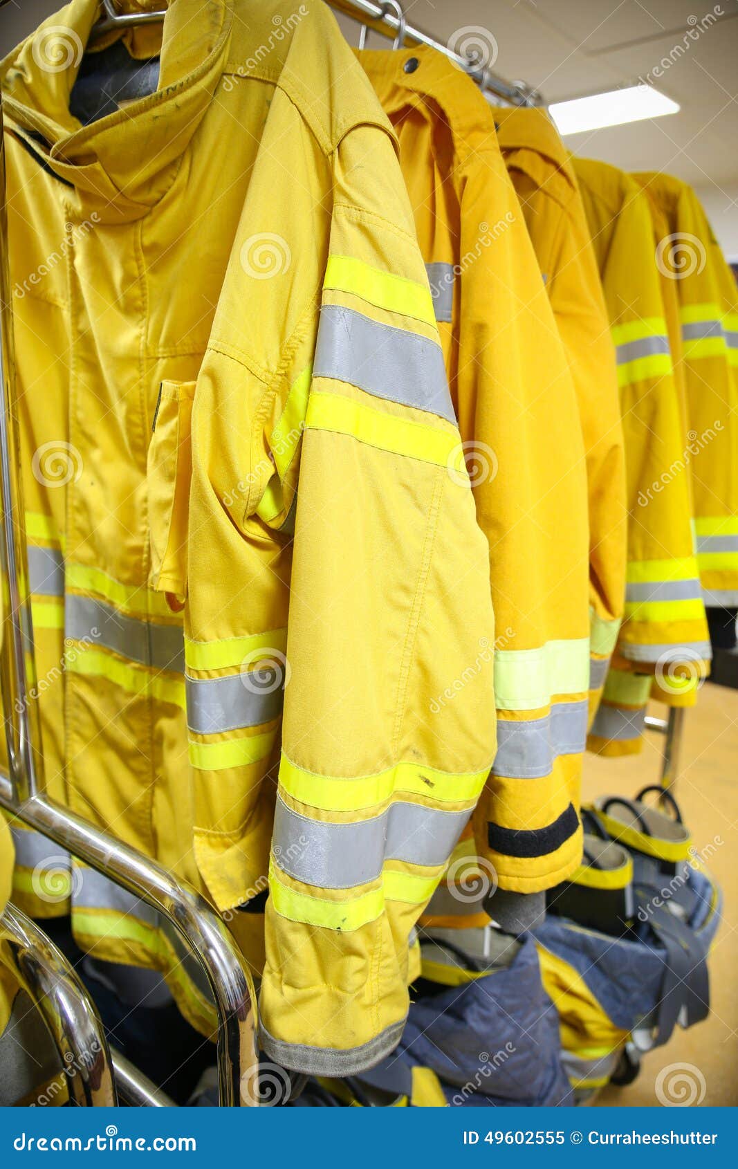 Firefighter Suit and Equipment Ready for Operation Stock Image - Image ...