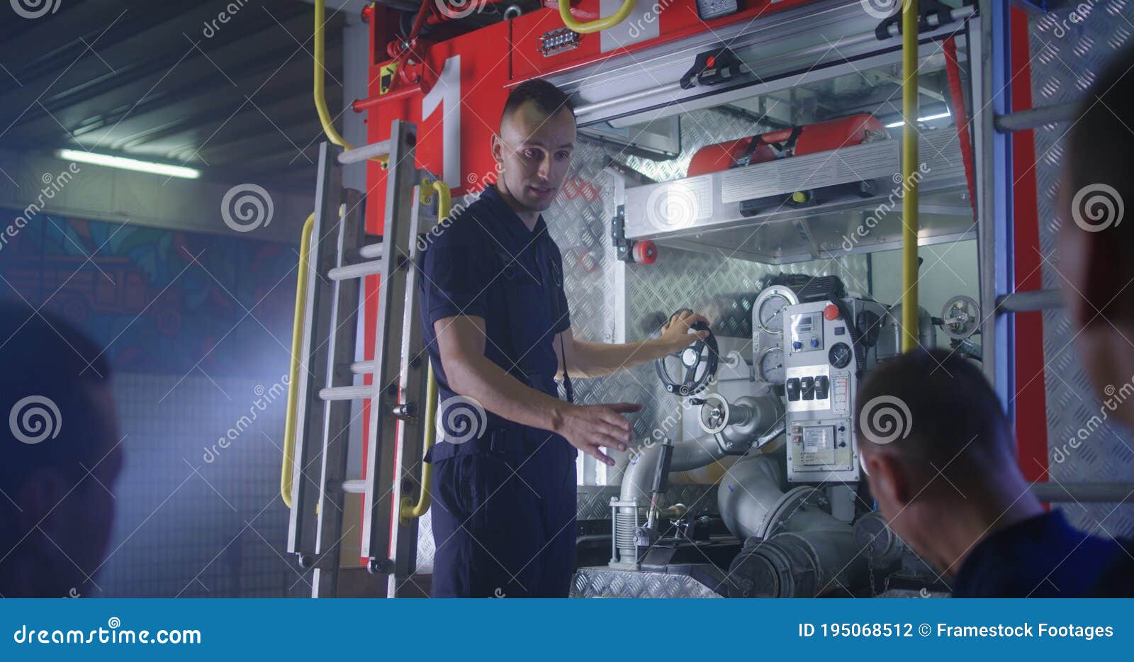 Firefighter Teaching Trainees on Station Stock Photo - Image of hero ...