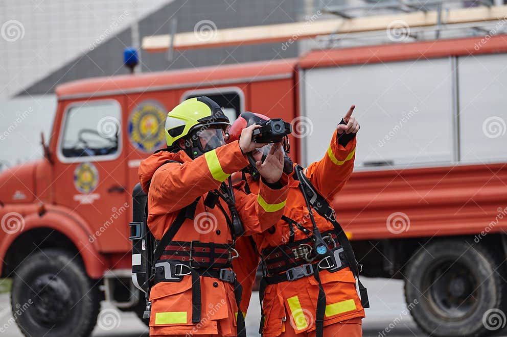 Firefighter Team Learning Thermal Camera Usage during Training Session ...