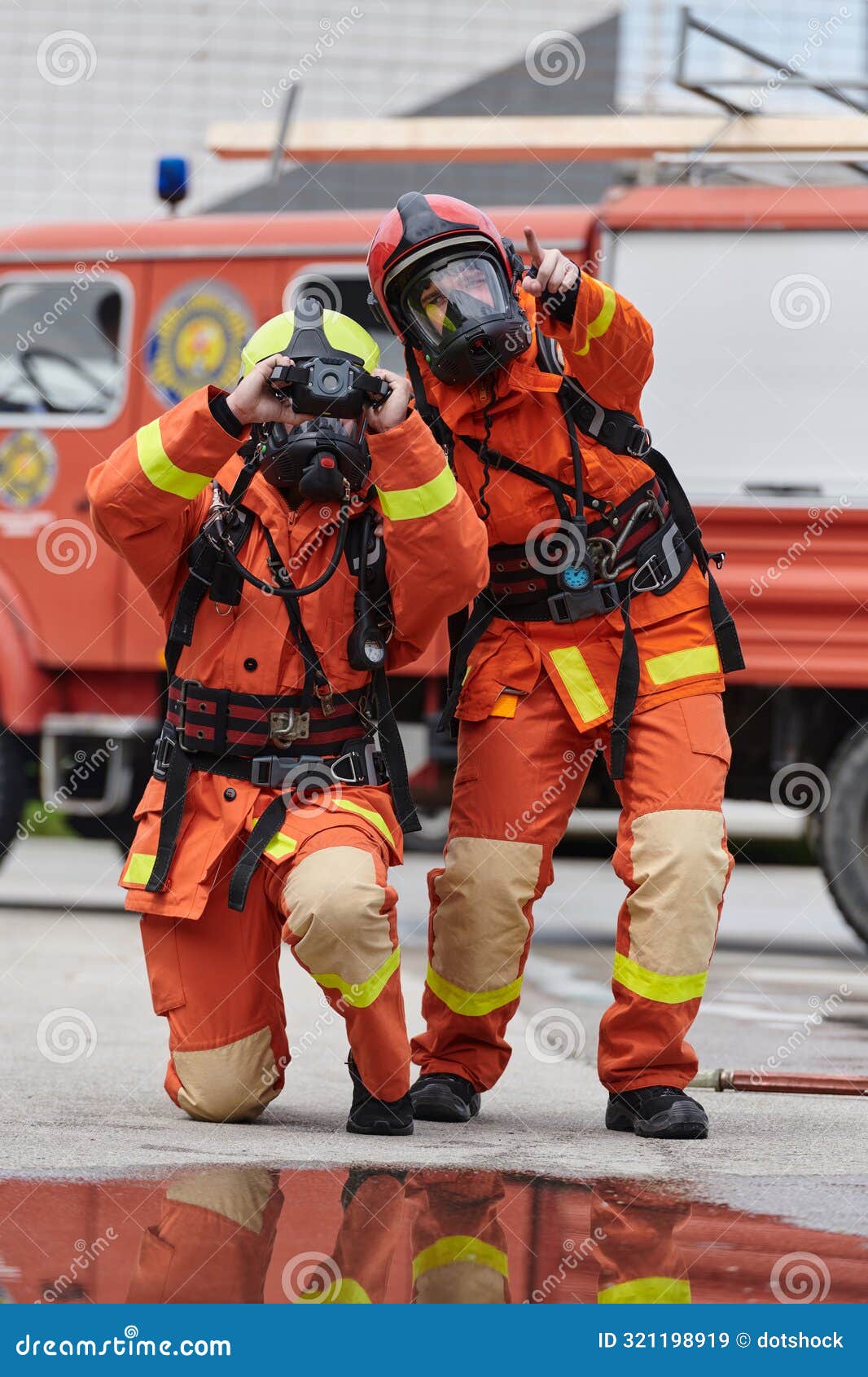 Firefighter Team Learning Thermal Camera Usage during Training Session Stock Image - Image of ...