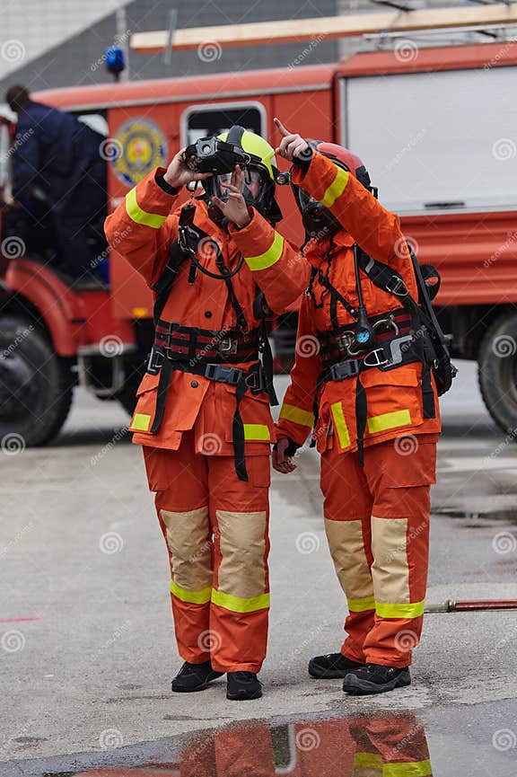 Firefighter Team Learning Thermal Camera Usage during Training Session ...