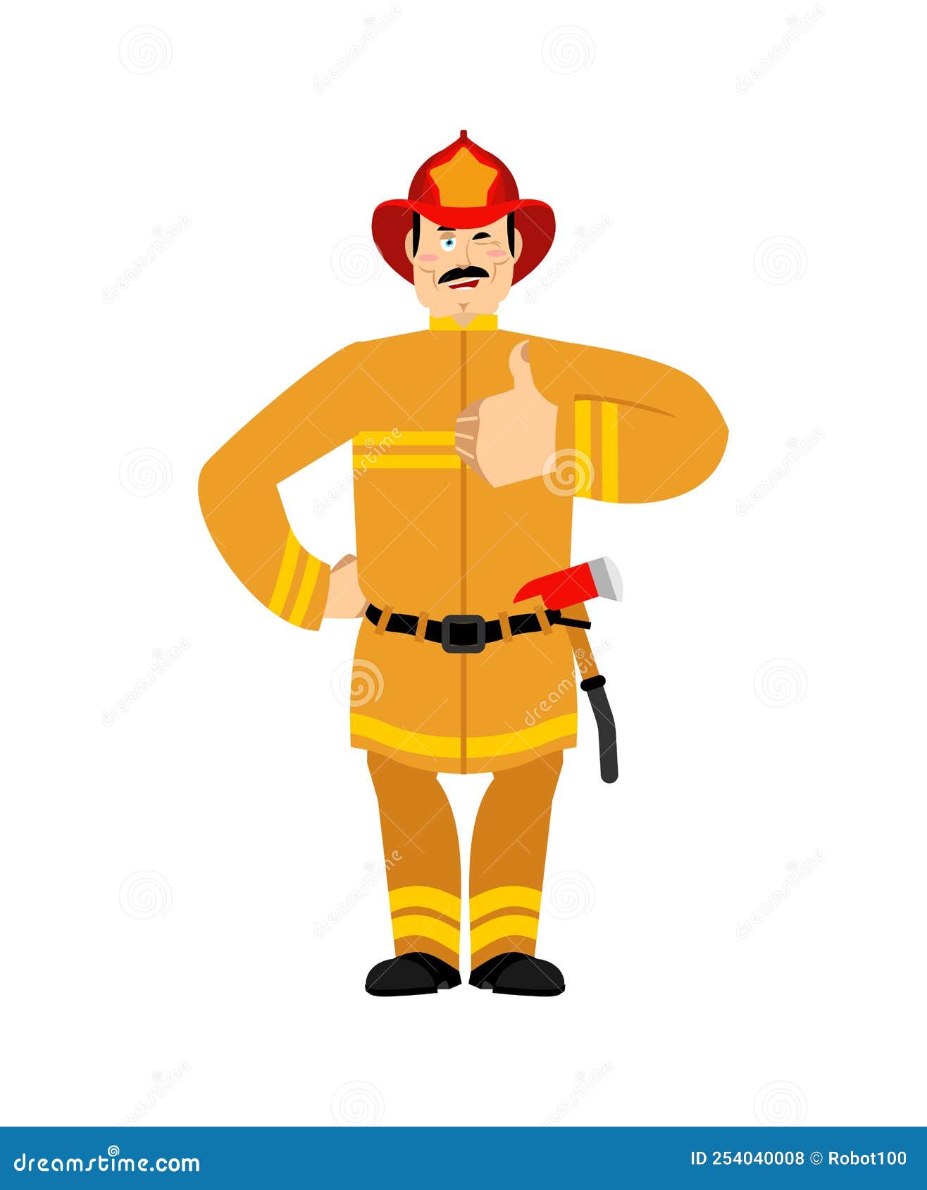 Firefighter Thumbs Up and Winks Emoji. Fireman Happy Emoji Stock Vector ...