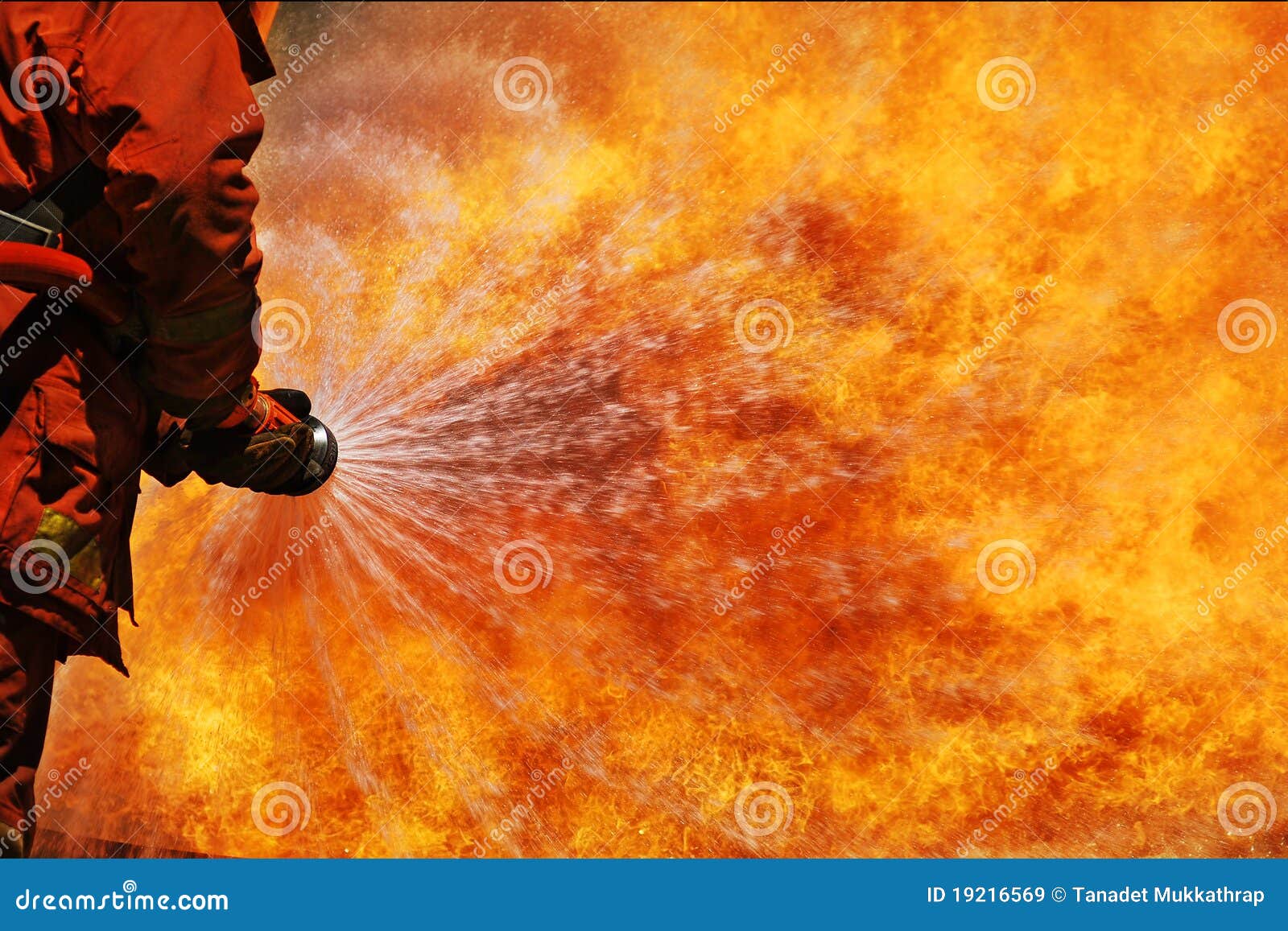 One Firefighter On Fire Scene In Front Of A Building Stock Photography ...