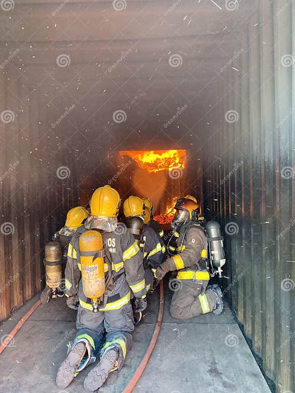 Firefighter in Fire Fighting Training Editorial Stock Photo - Image of bluecollar, helmet: 325885563