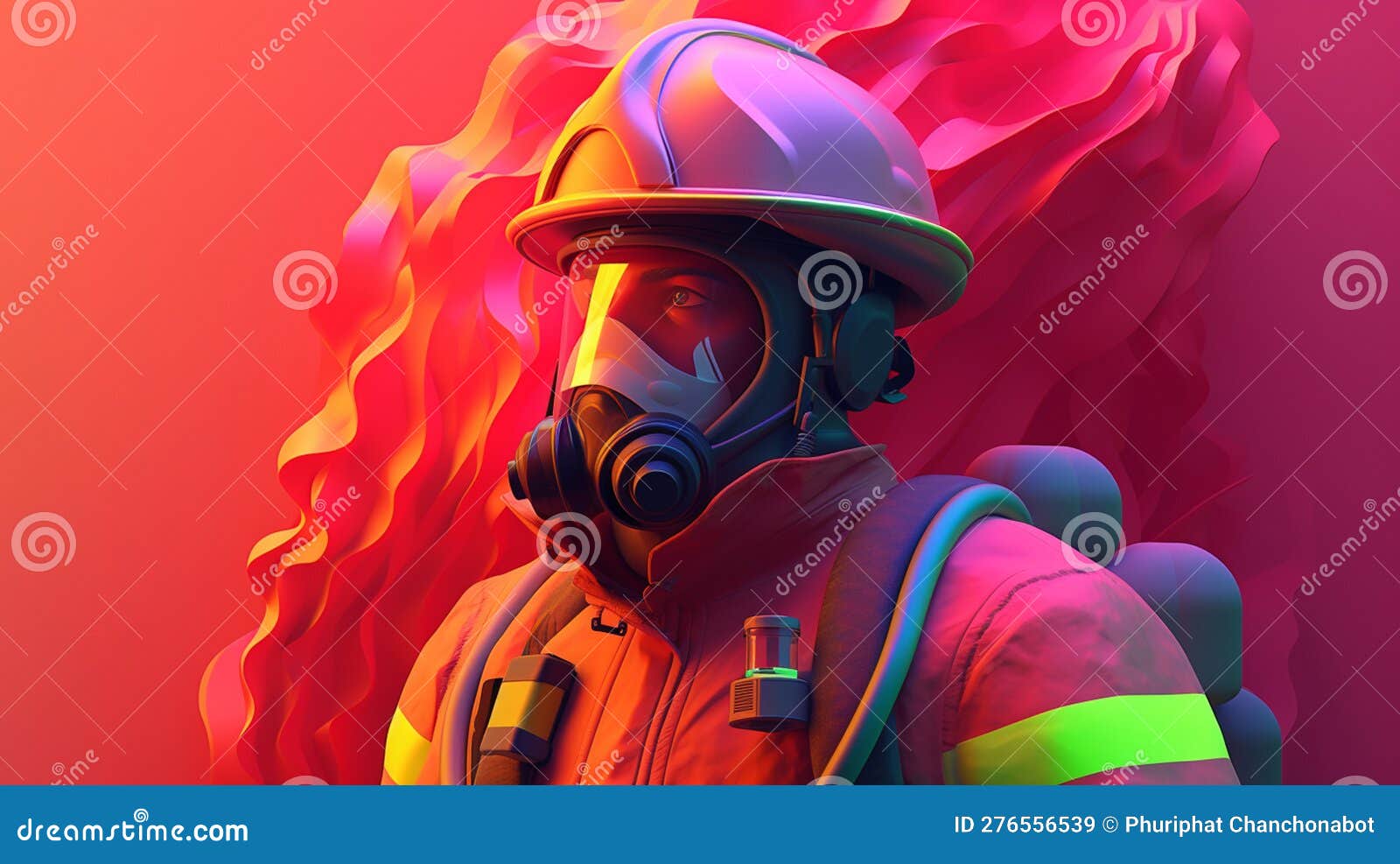 Firefighter in Trending Color Palette with Generative AI Stock ...