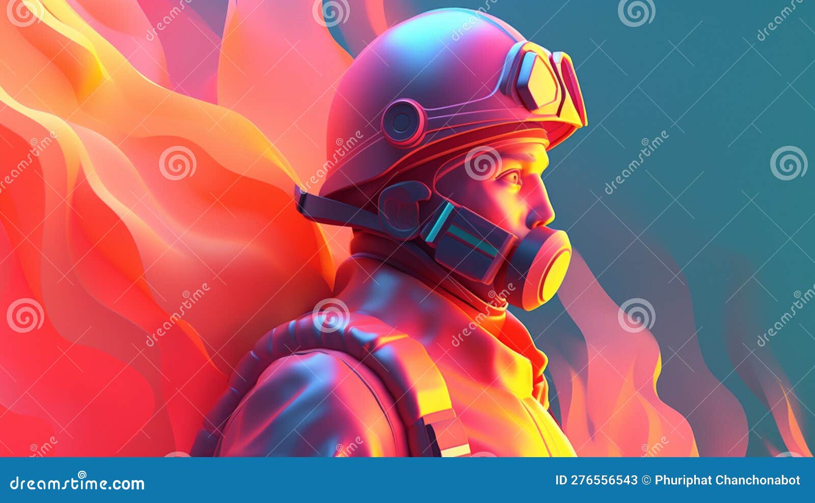 Firefighter in Trending Color Palette with Generative AI Stock Image ...