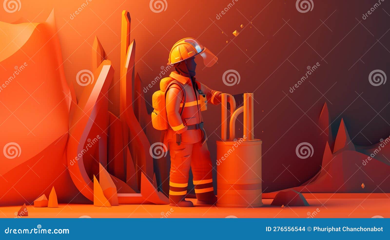 Firefighter in Trending Color Palette with Generative AI Stock ...
